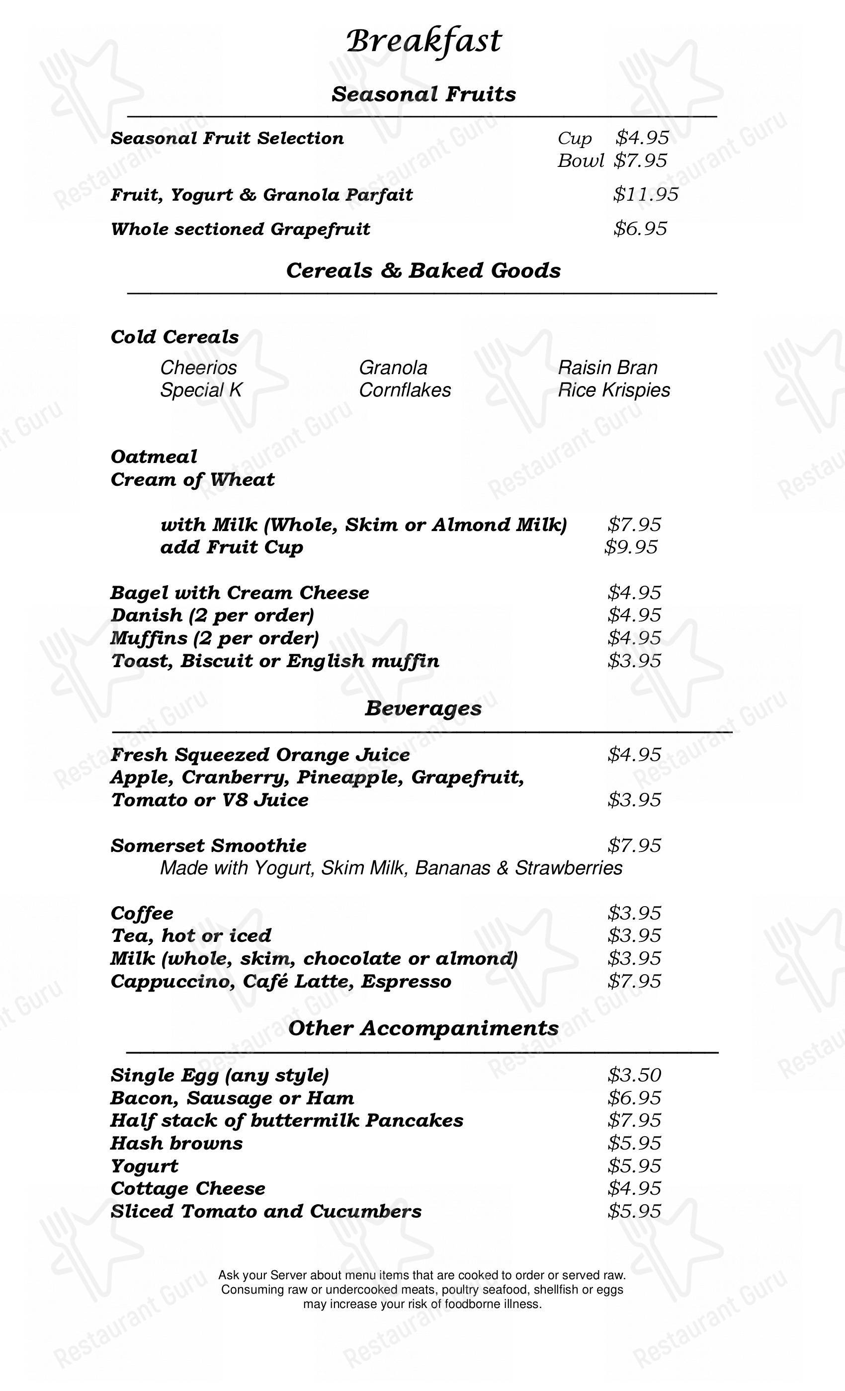 Menu at Crumpets restaurant, Troy