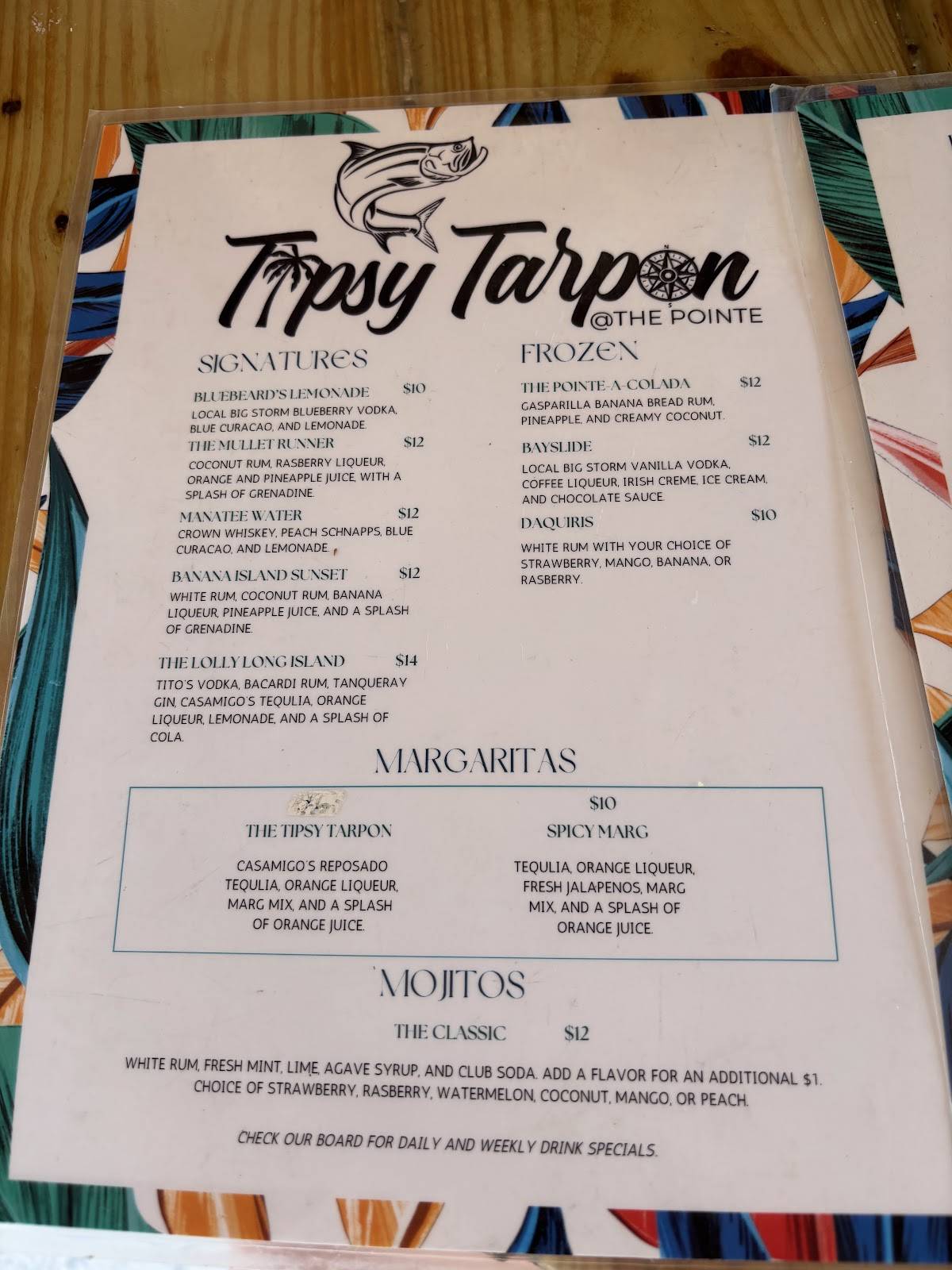 Menu at Tipsy Tarpon pub & bar, Crystal River