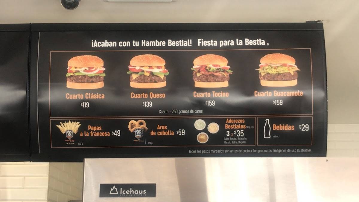 Carta del restaurante Cuarto del Kilo Acatic, Mexico