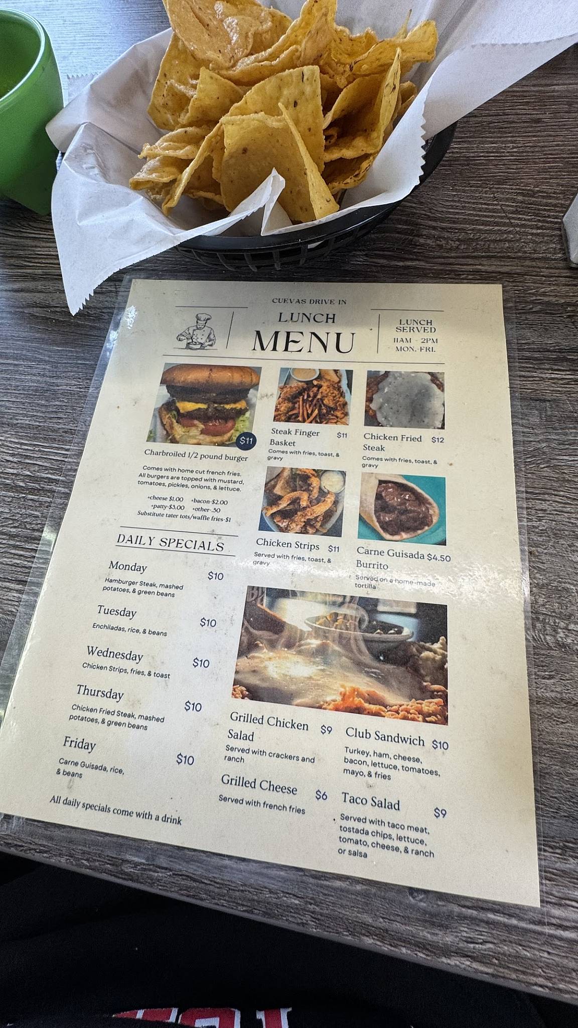Menu at Cuevas Drive In restaurant, Lubbock