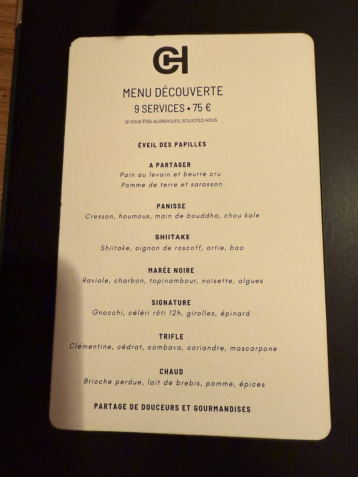 Menu au Culina Hortus restaurant, Lyon