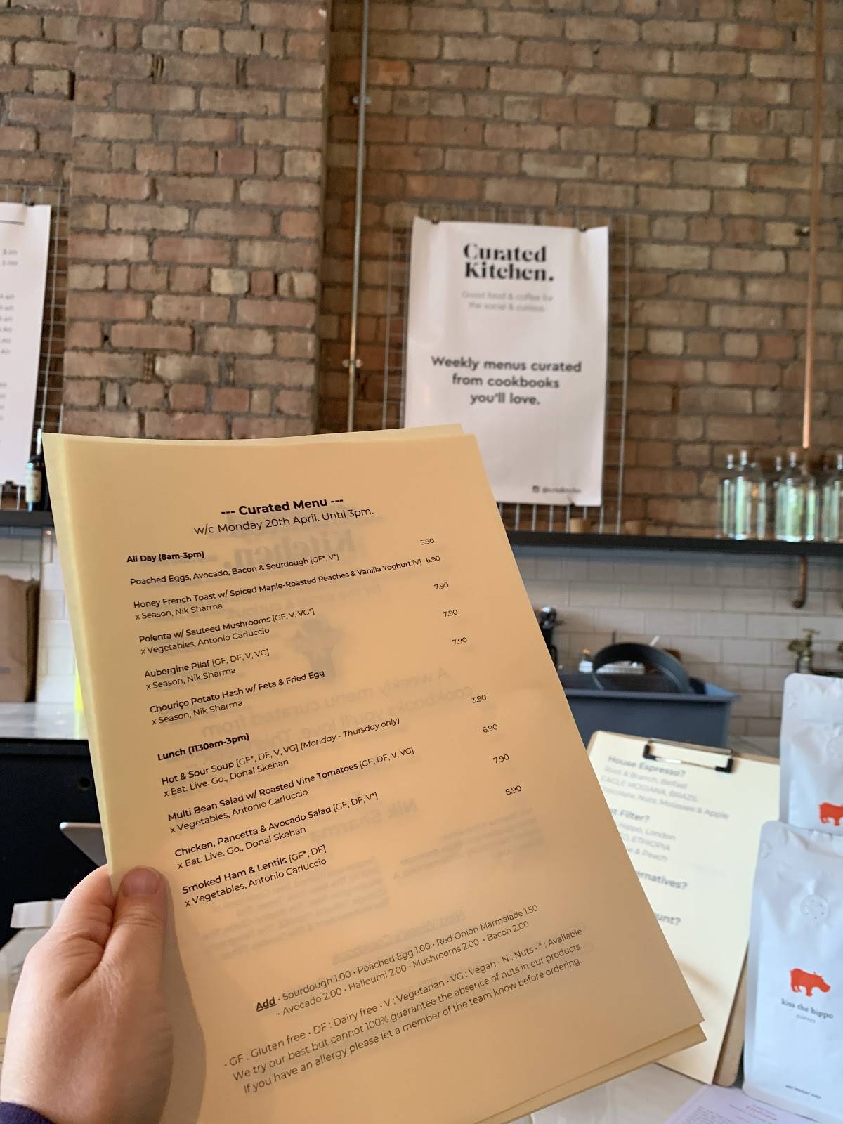 Menu at Curated Kitchen & Coffee cafe, Belfast