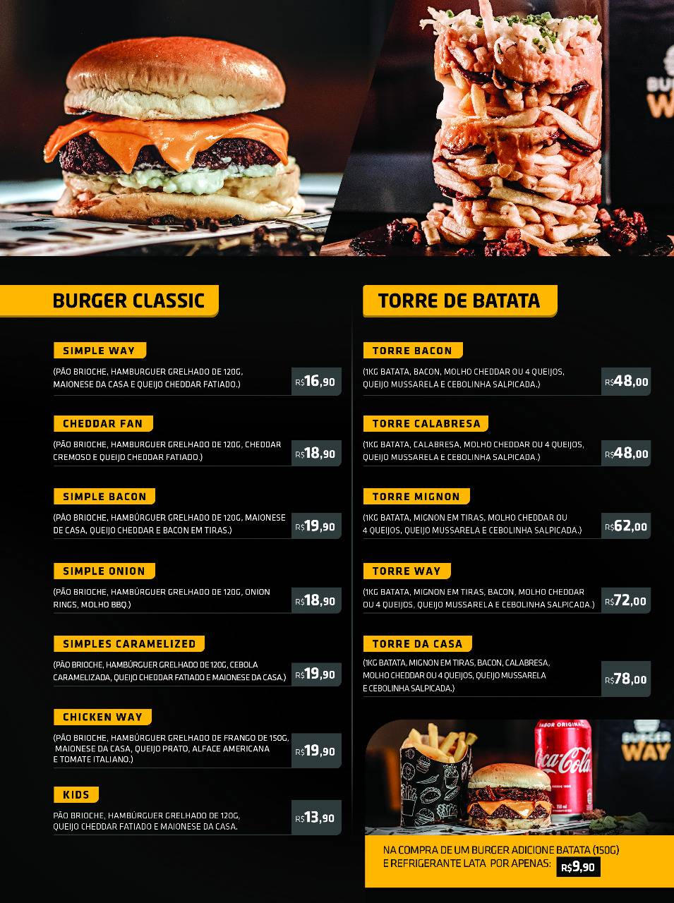 Menu em Burger Way restaurante, Curitiba