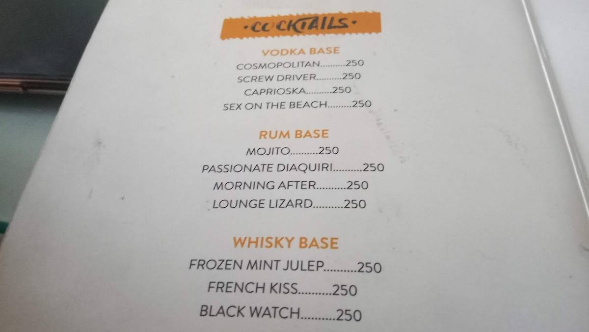 Menu at Curry Pot, Rourkela