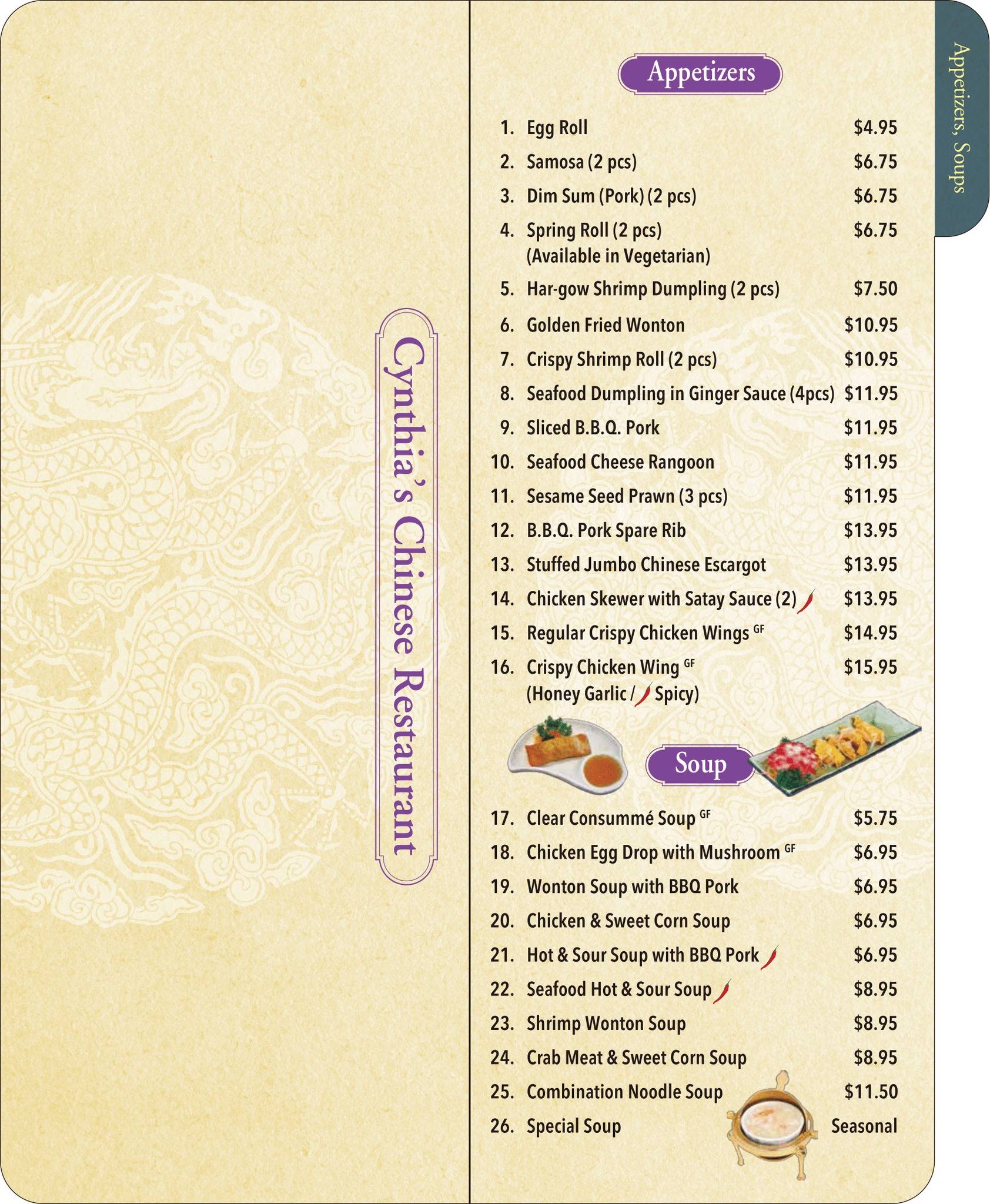 Menu at Cynthia's Chinese Restaurant - Thornhill, Vaughan, Bathurst St ...
