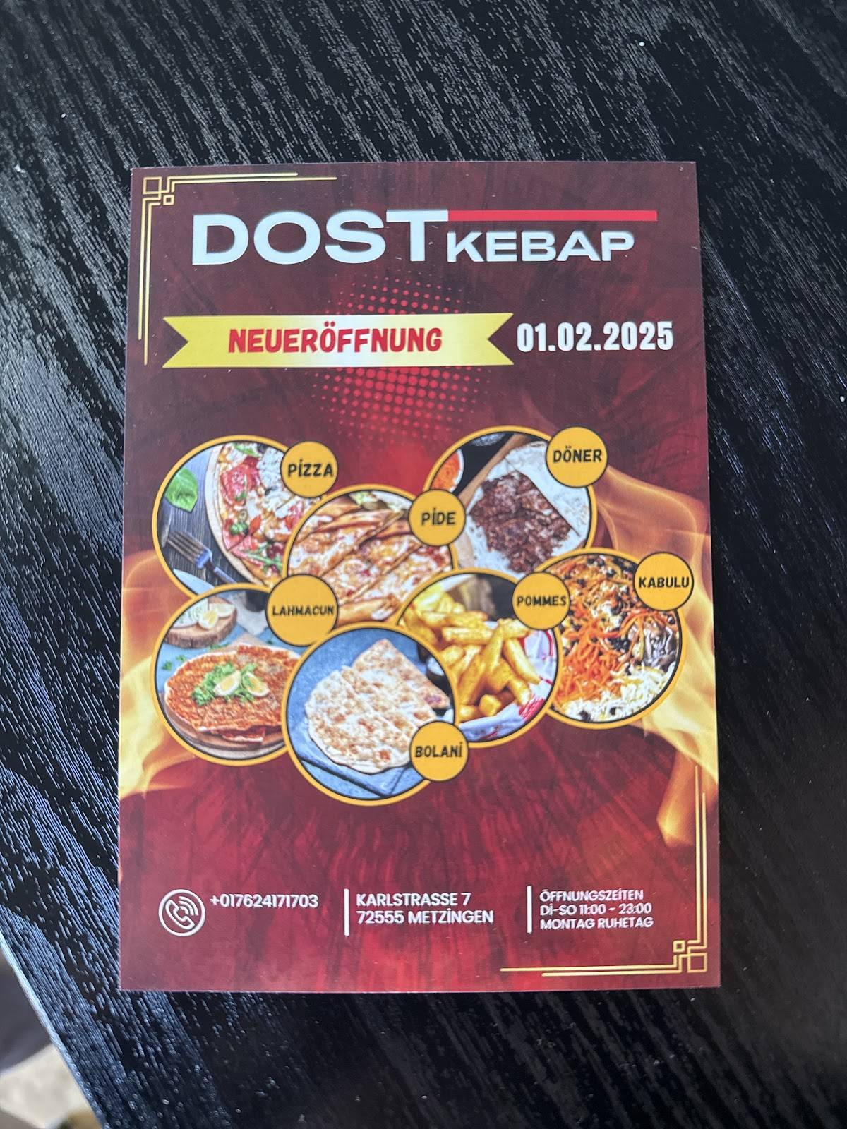 Menu at DOST KEBAP restaurant, Metzingen