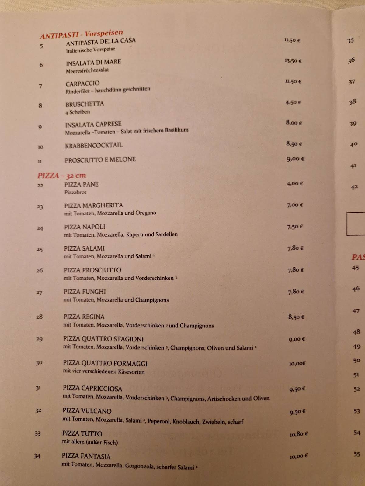Speisekarte von Da Pino restaurant, Pfaffenhofen an der Ilm