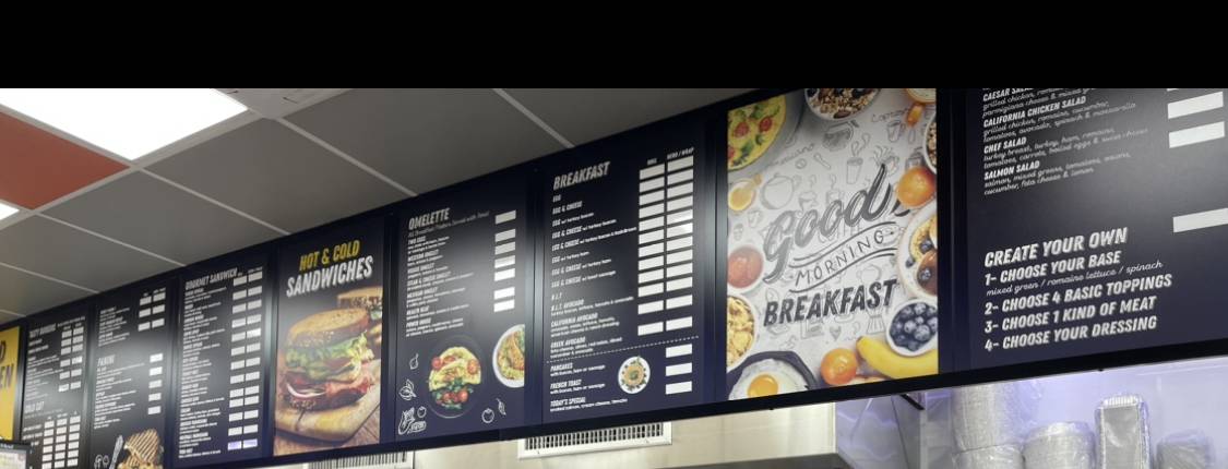 Menu at Dad's Deli chicken and pizza restaurant, New York City