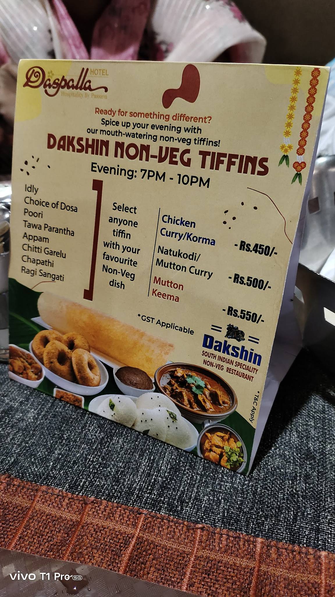Menu at Dakshin Restaurant, Visakhapatnam, Hotel Daspalla
