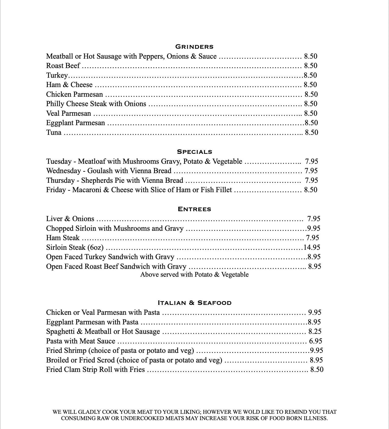 Menu at Dalton Restaurant, Dalton