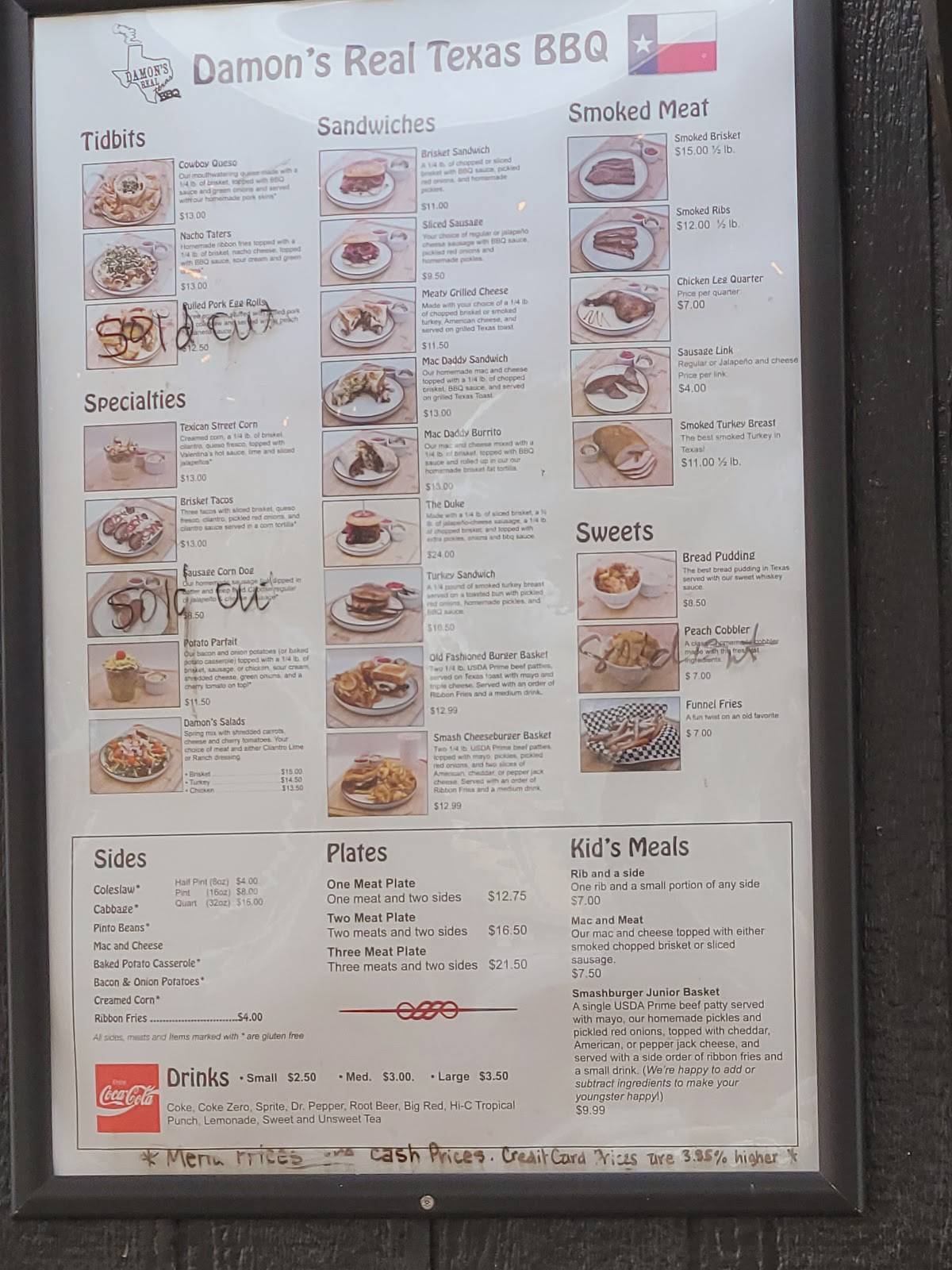 Menu at Damon's Real Texas BBQ, Wharton