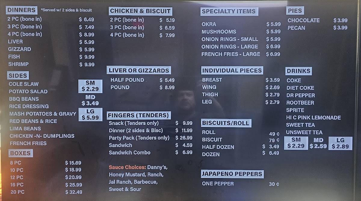 Menu at Danny's Fried Chicken fast food, Niceville, 408 E John Sims Pkwy