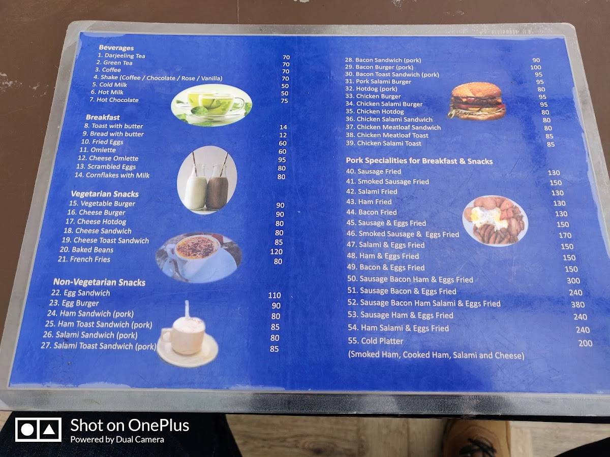 Menu at Keventer's, Darjeeling
