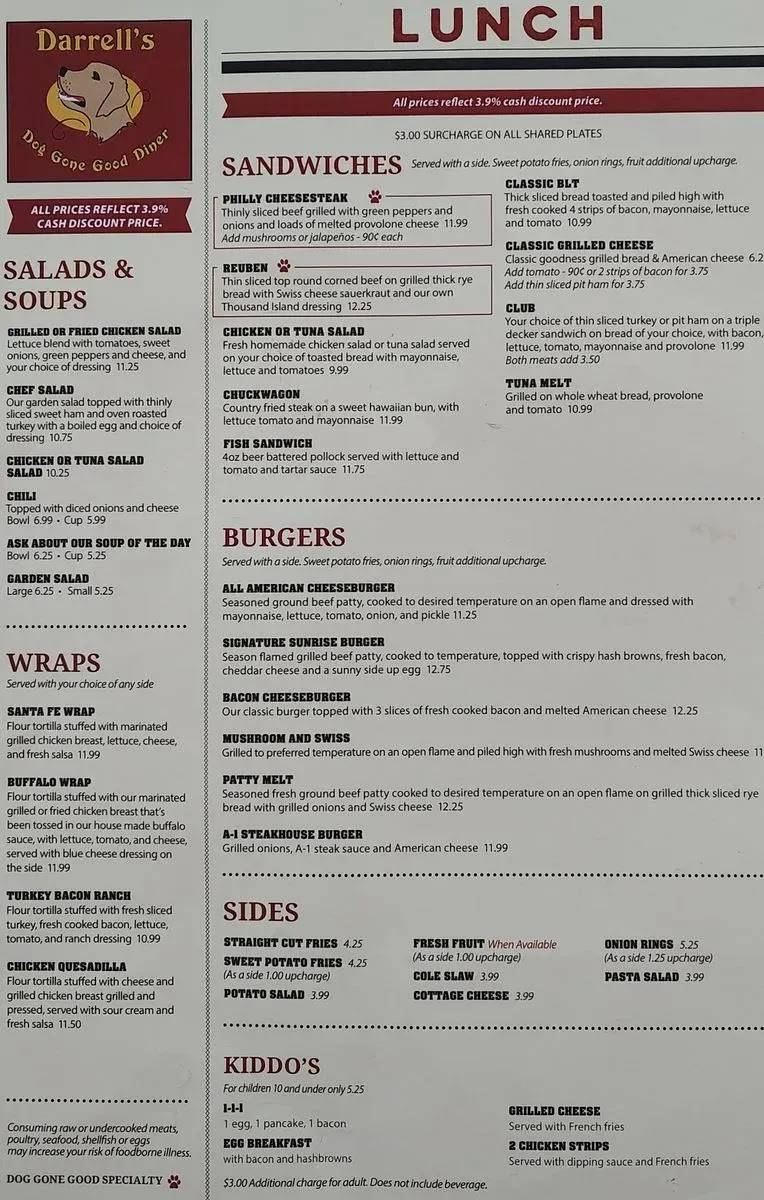 Menu at Darrell's Diner #15 Southern Trace restaurant, The Villages ...