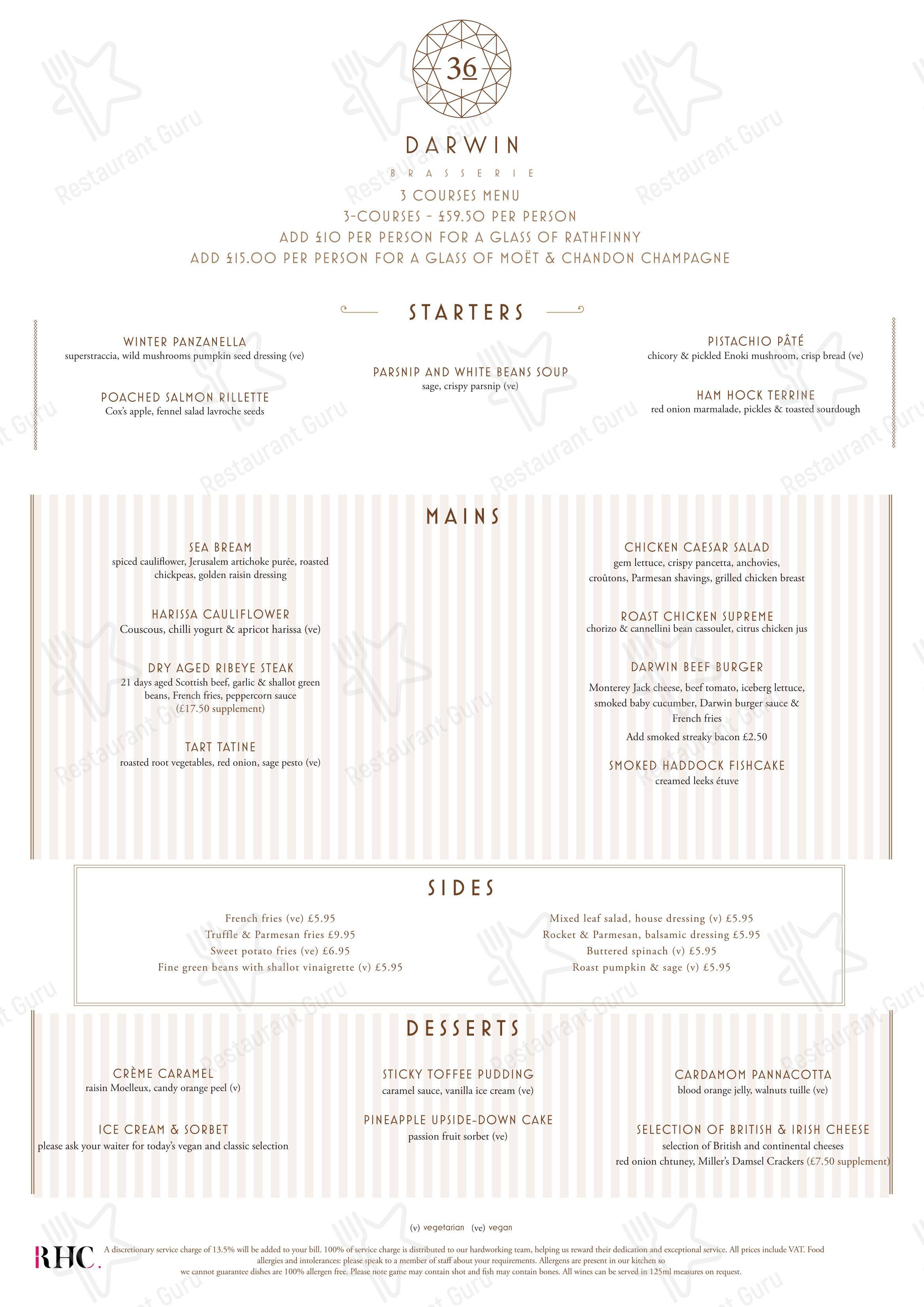 Menu at Darwin Brasserie pub & bar, London, Level 36