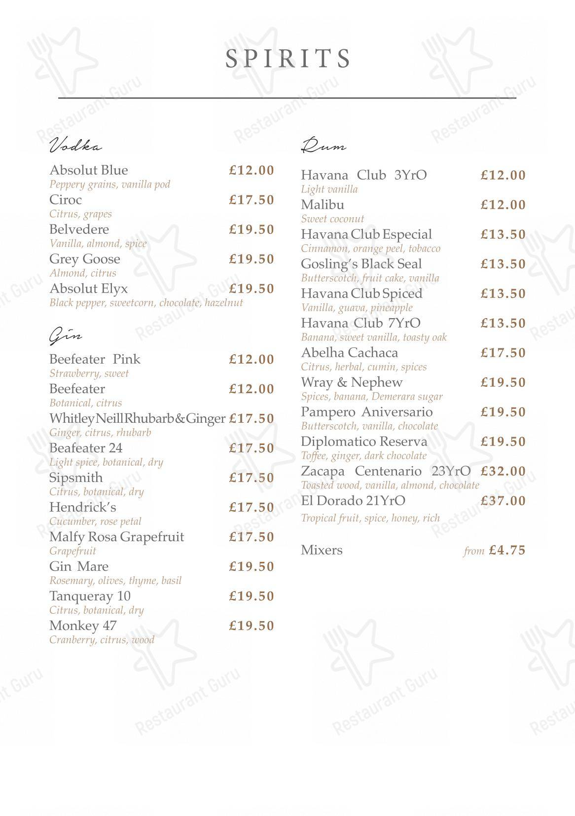 Menu at Darwin Brasserie pub & bar, London, Level 36