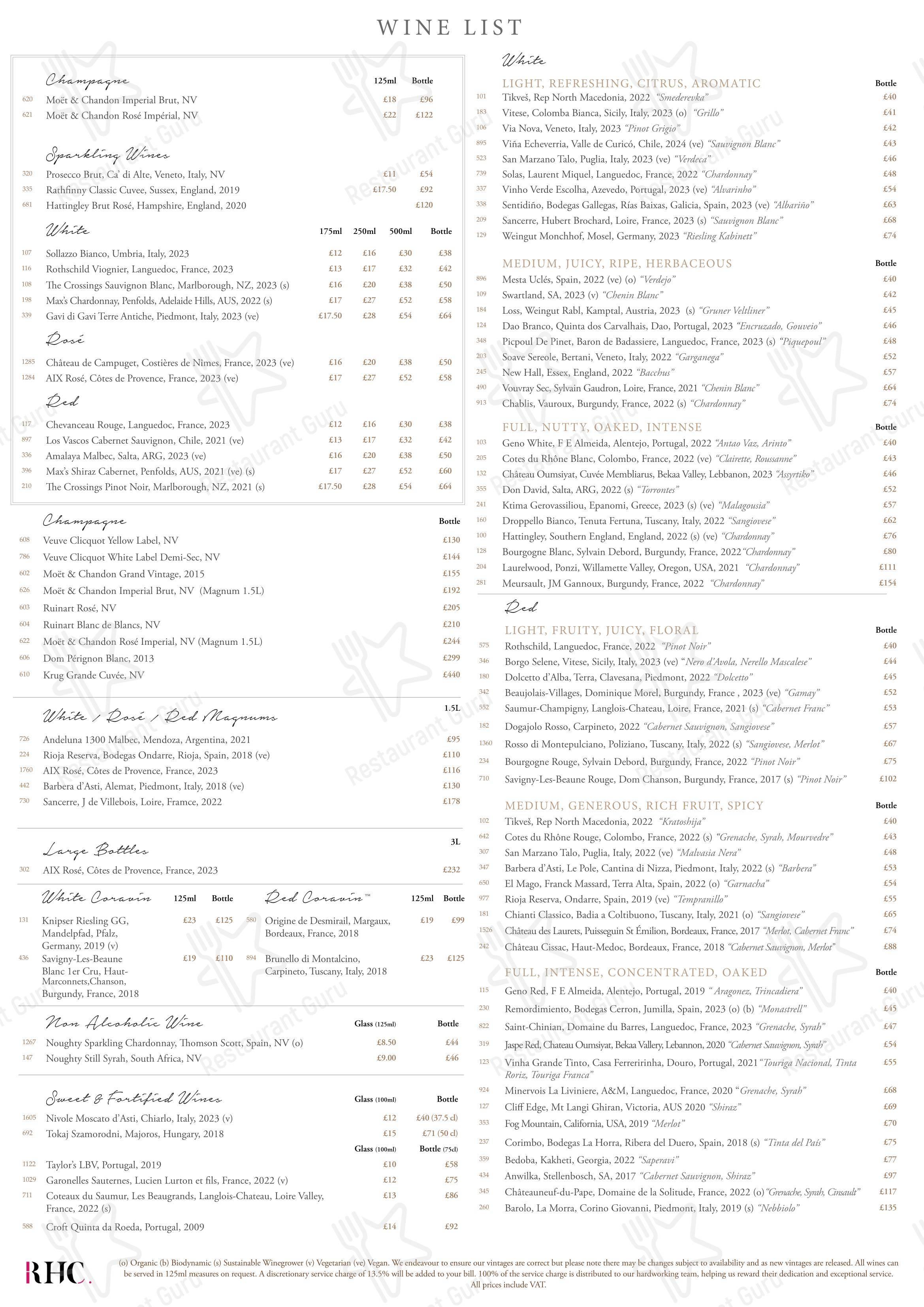 Menu at Darwin Brasserie pub & bar, London, Level 36