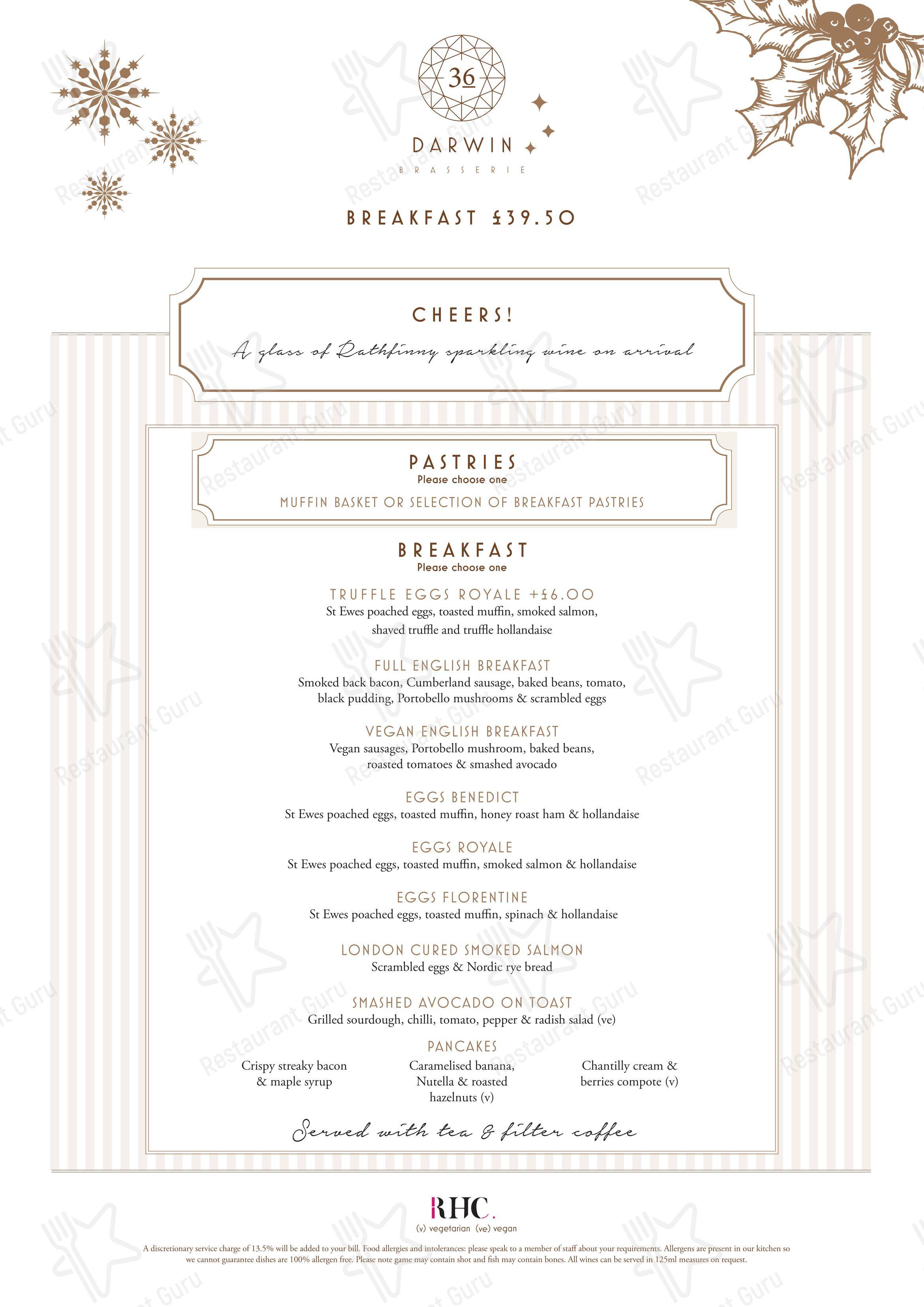 Menu at Darwin Brasserie pub & bar, London, Level 36