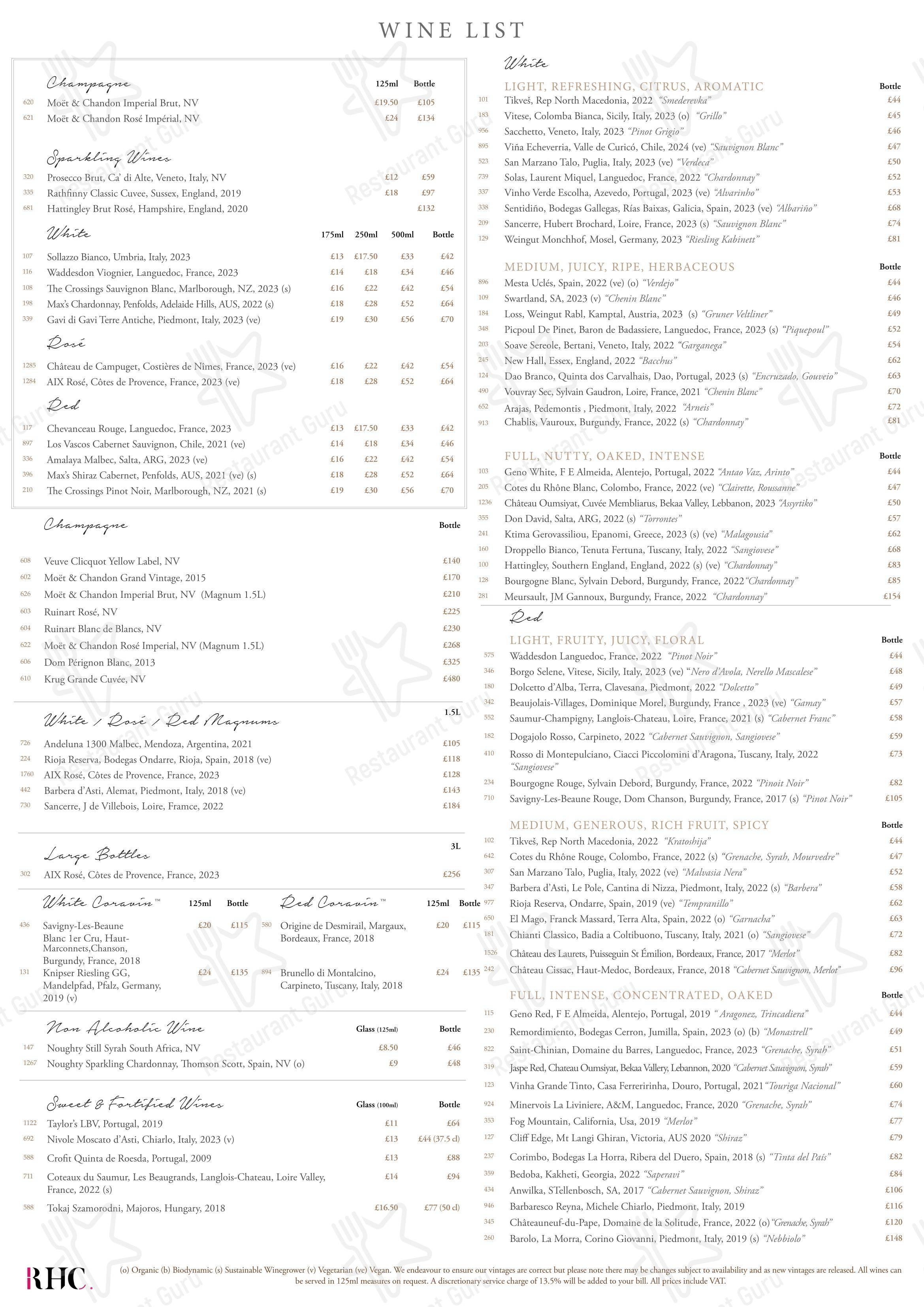 Menu at Darwin Brasserie pub & bar, London, Level 36