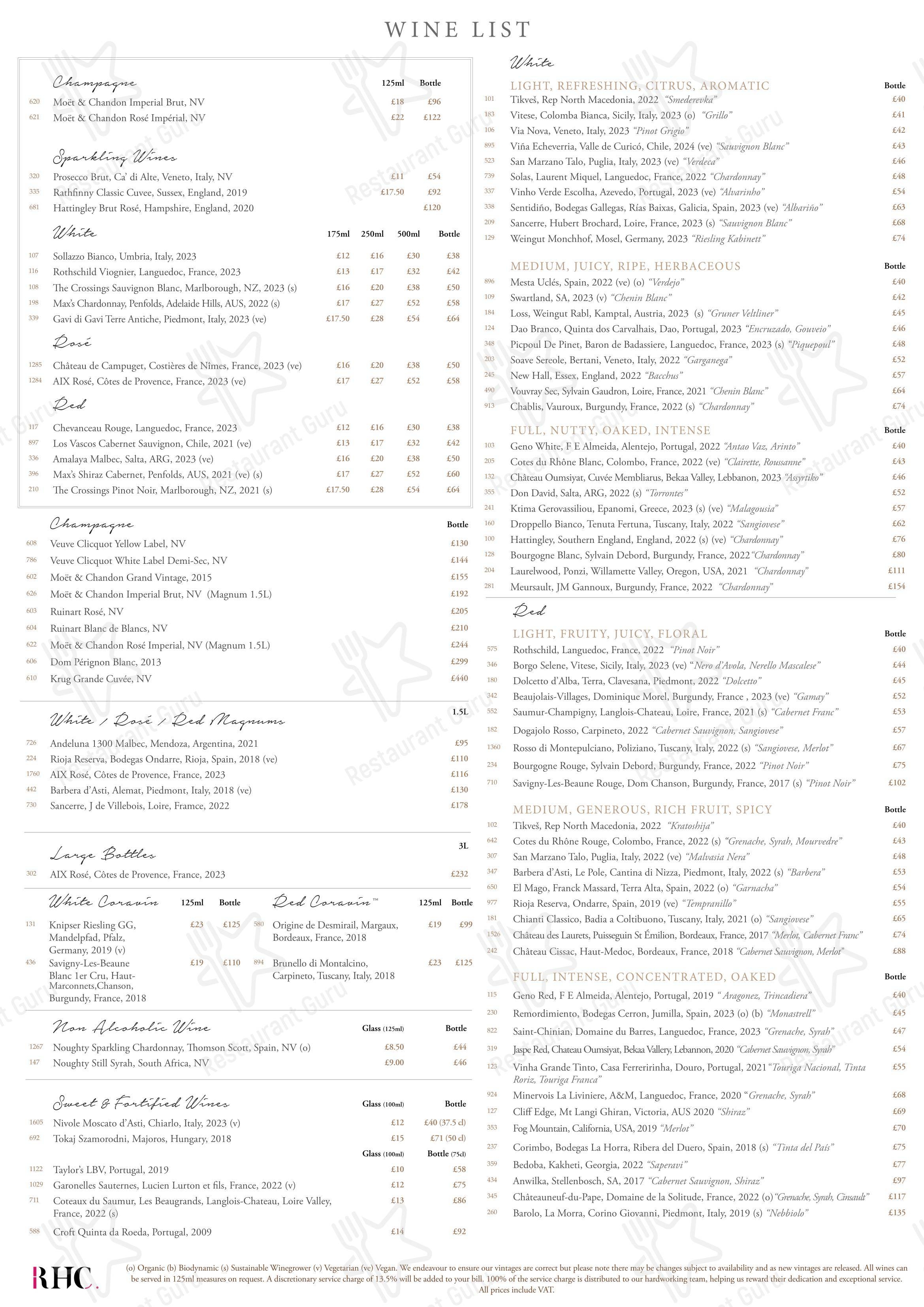 Menu at Darwin Brasserie pub & bar, London, Level 36