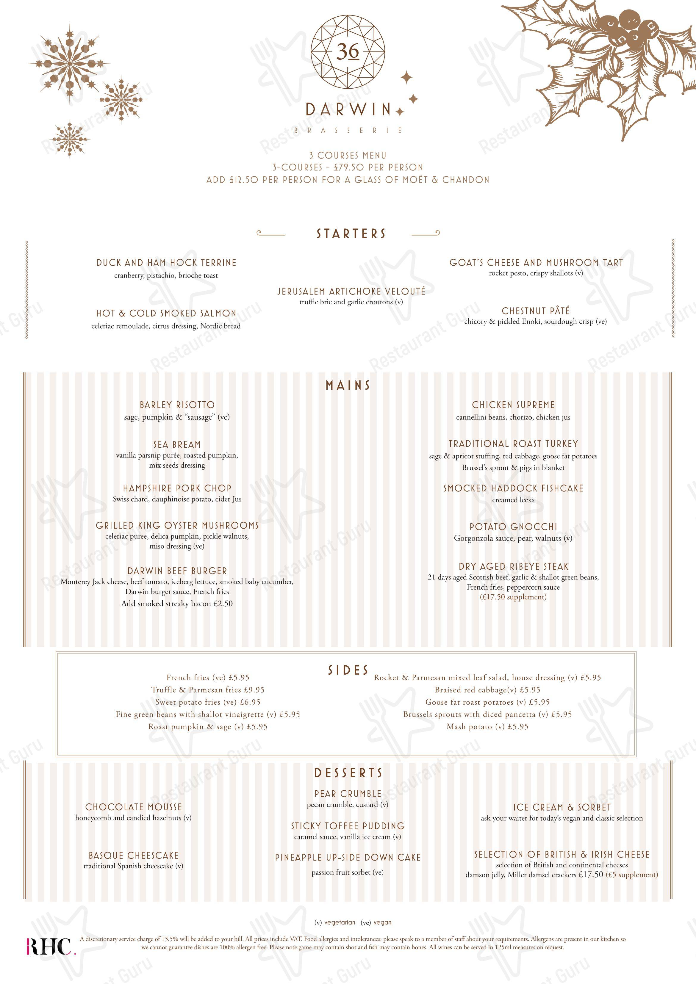 Menu at Darwin Brasserie pub & bar, London, Level 36