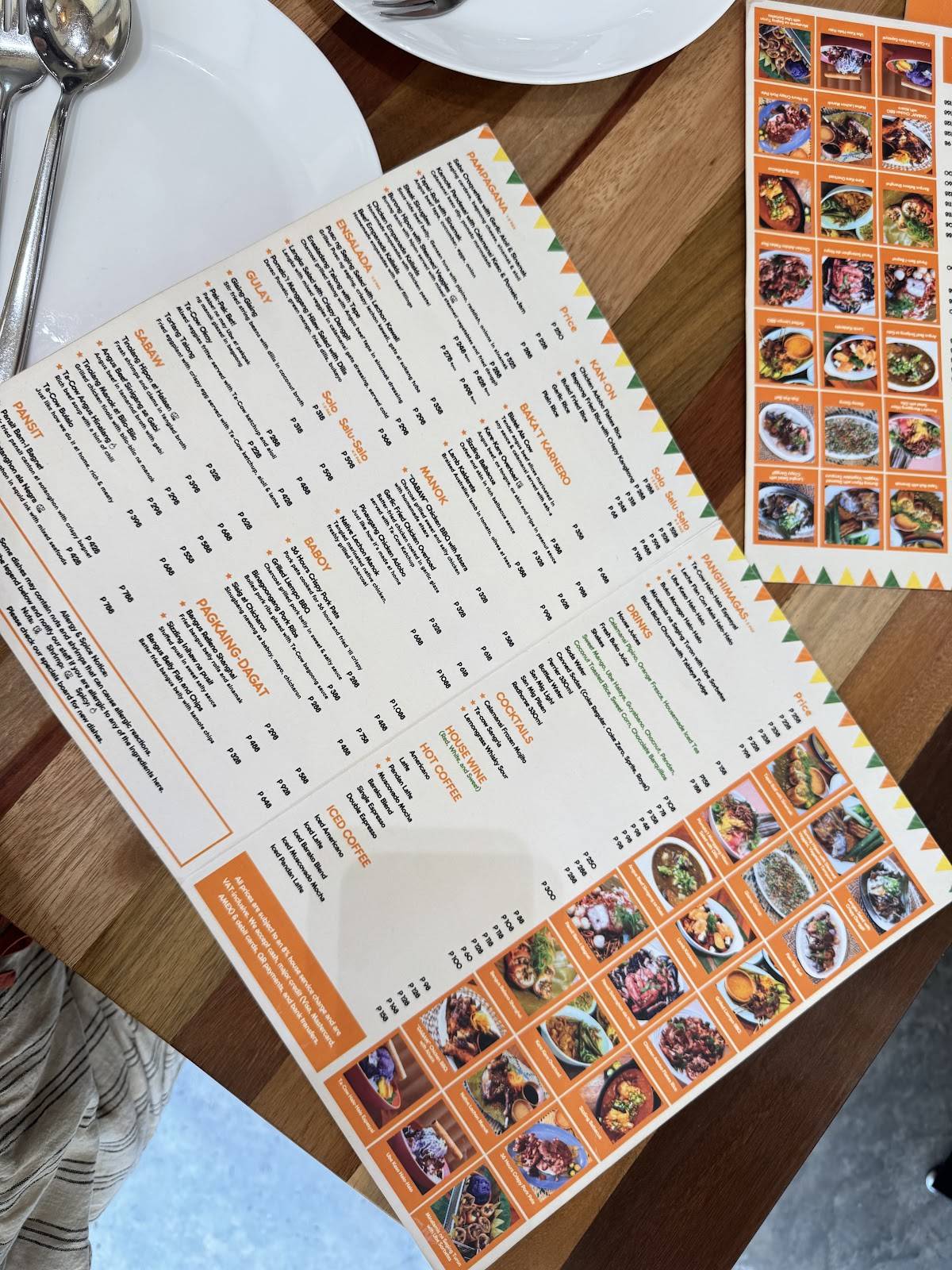 Menu at Ta-Cow Davao restaurant, Davao City