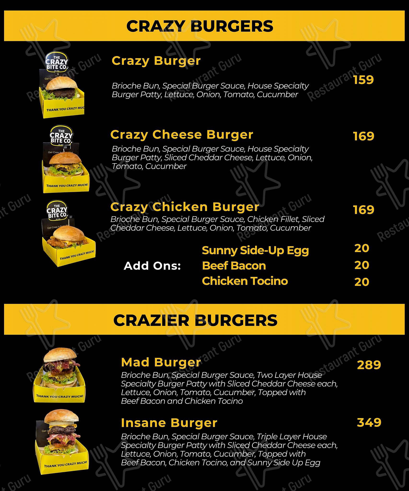Menu at The Crazy Bite Co. Sky Cafe, Davao City