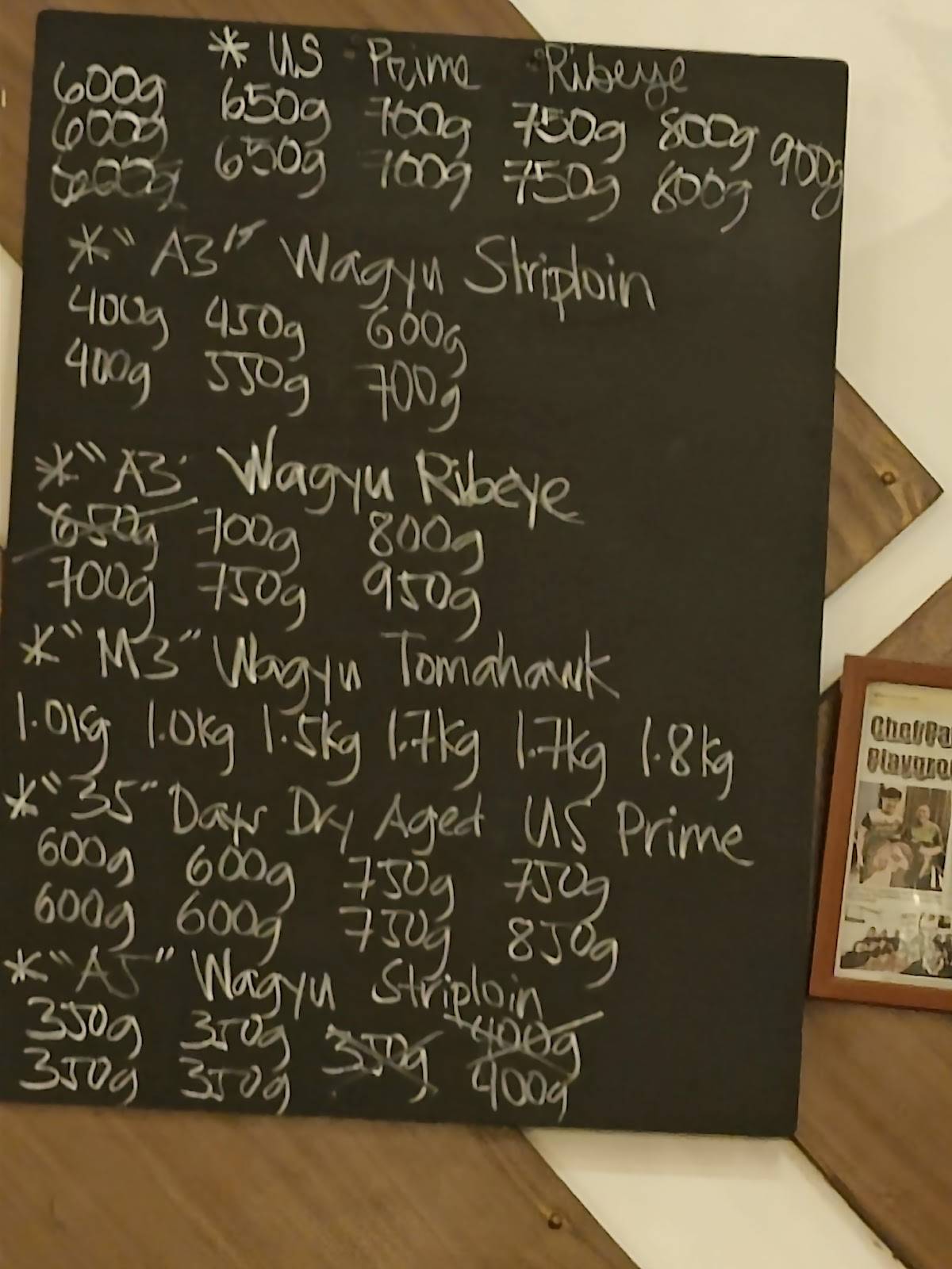 Menu at The Fat Cow restaurant, Davao City