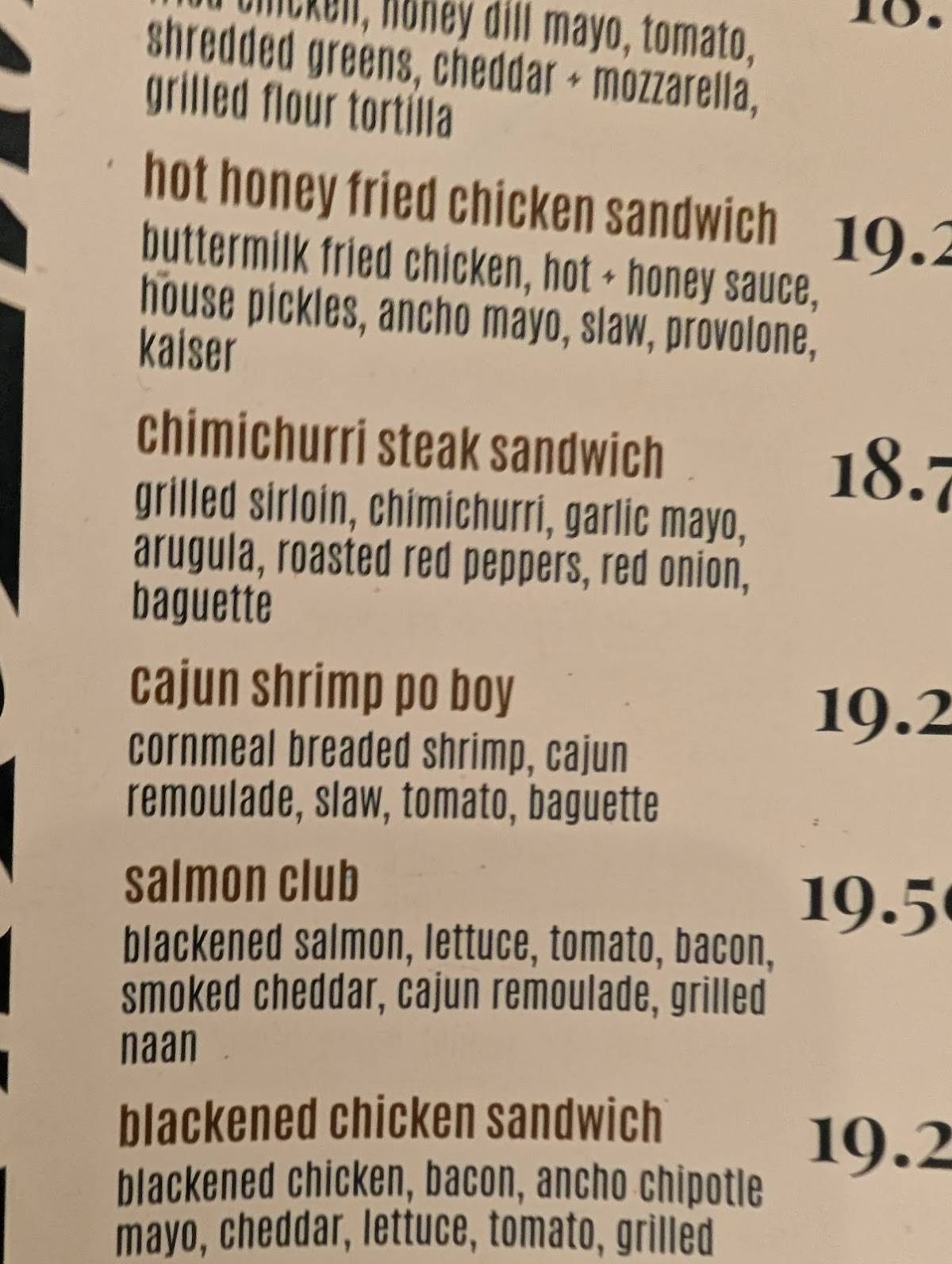 Menu at Daytona's Restaurant, Thunder Bay