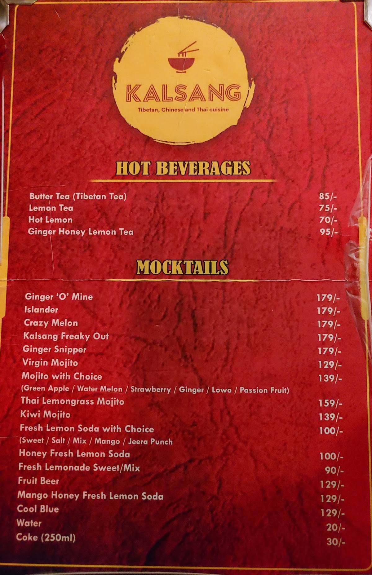 Menu at Kalsang Cafe and Restaurant, Dehradun, 88 A