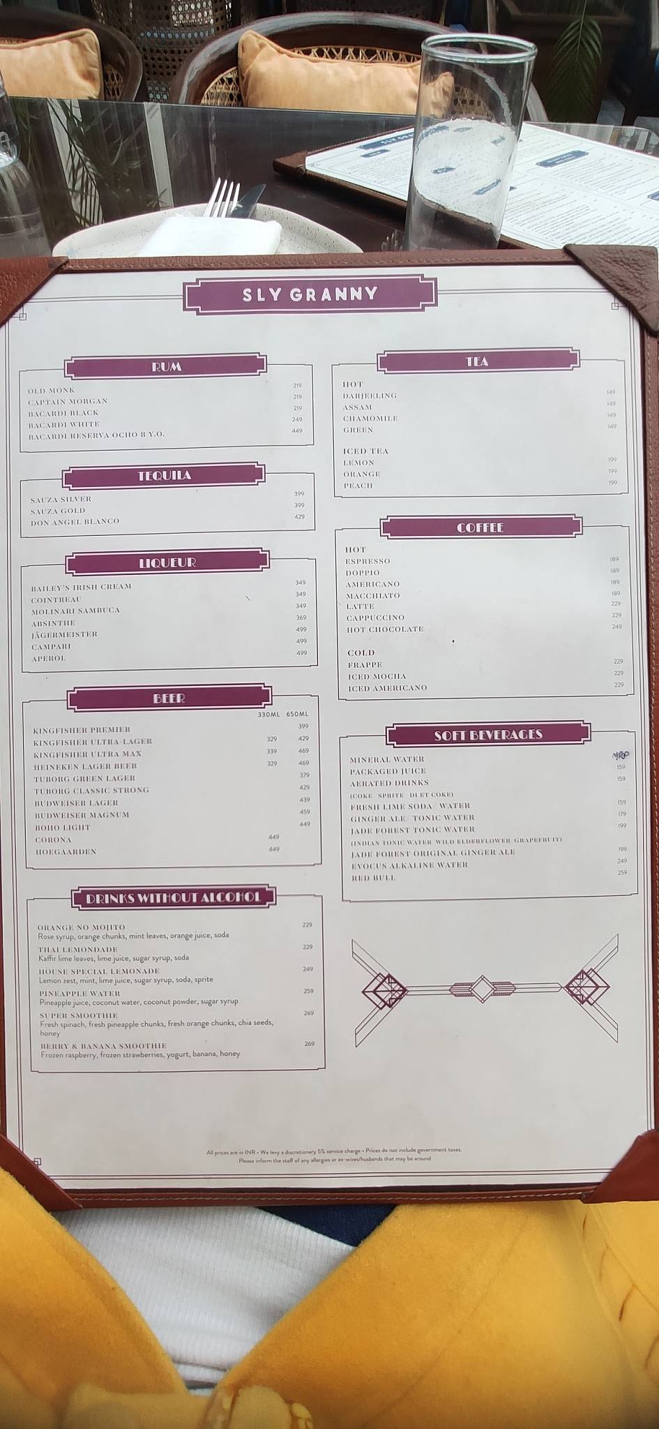 Menu at Sly Granny, Dehradun