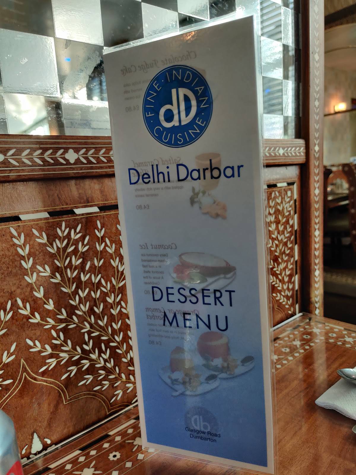Menu at Delhi Darbar Restaurant, Dumbarton, 151 Glasgow Rd