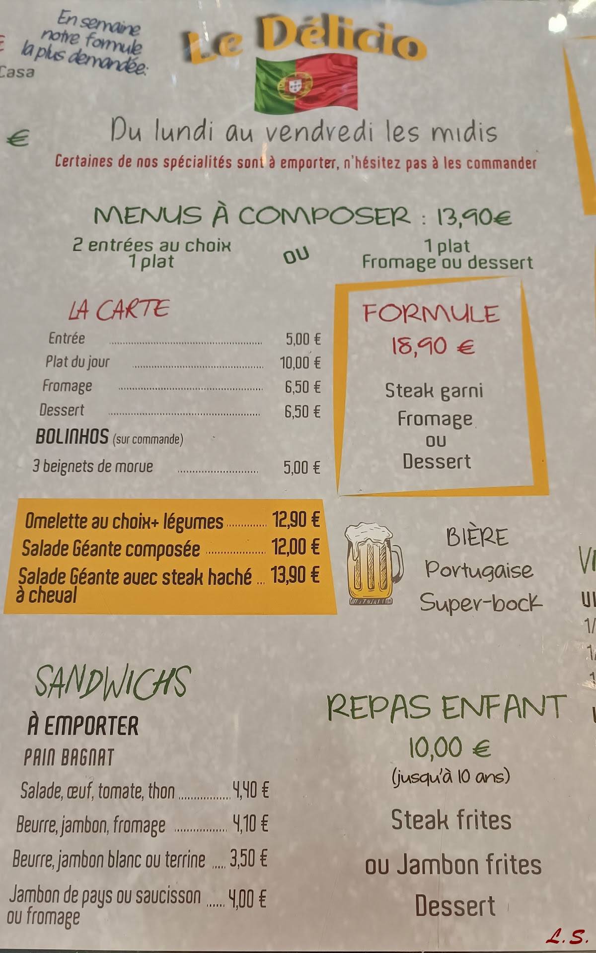 Menu au Delicio Sarl restaurant, La Monnerie-le-Montel, 9 Chailas