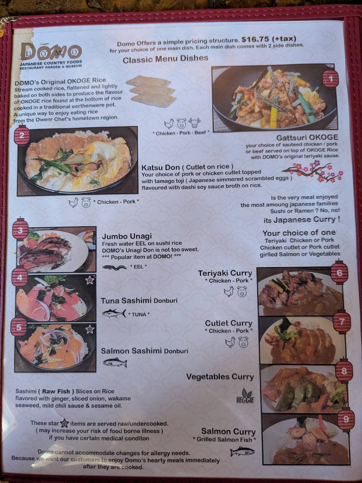 Menu at Domo Japanese Country Food Restaurant, Denver