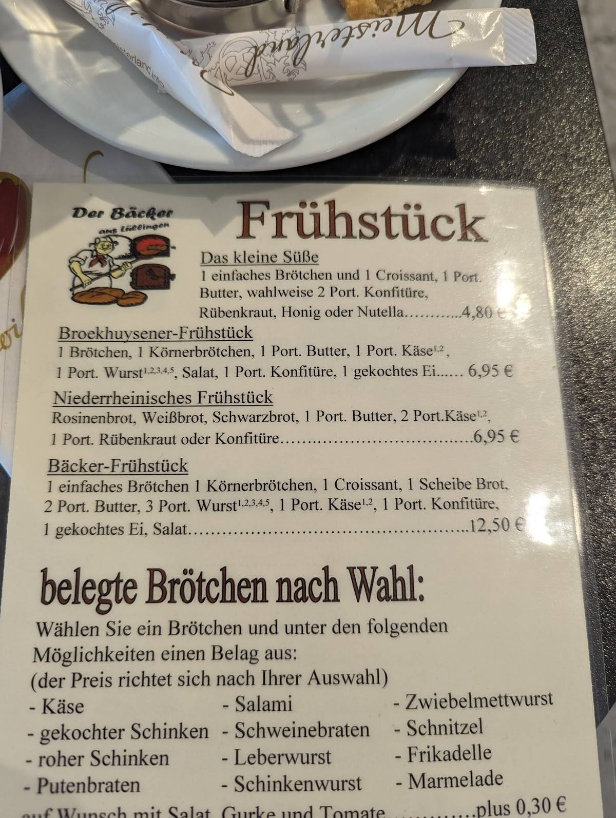 Menu at Der Bäcker aus Lüllingen - Broekhuysen, Straelen