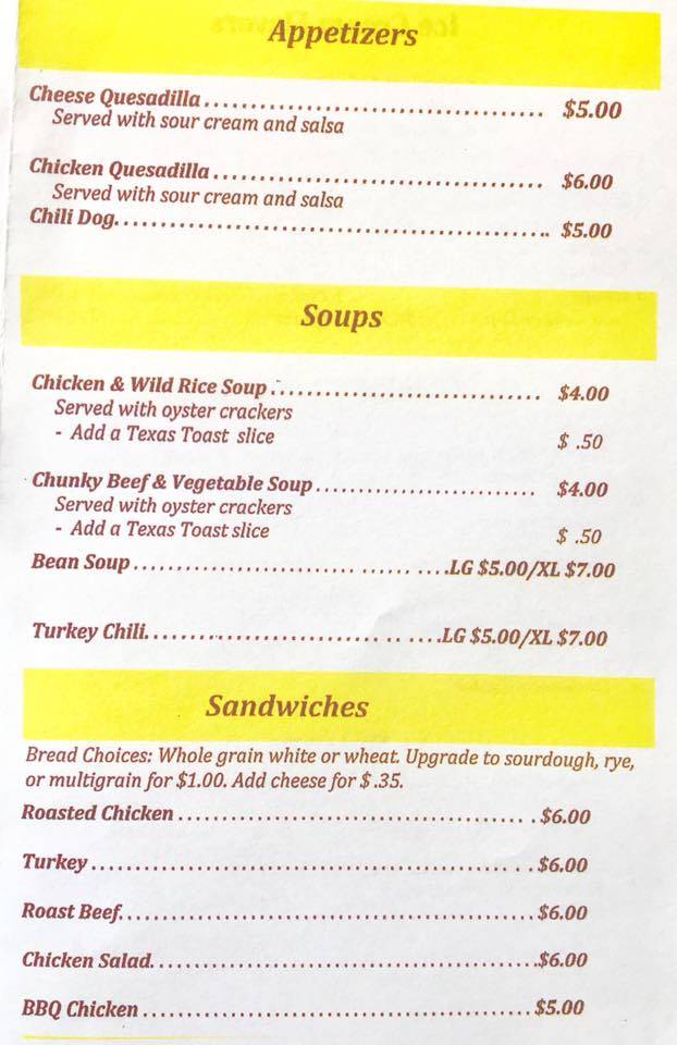 Menu at Ari's Ice Cream Parlor & Cafe, St. Louis