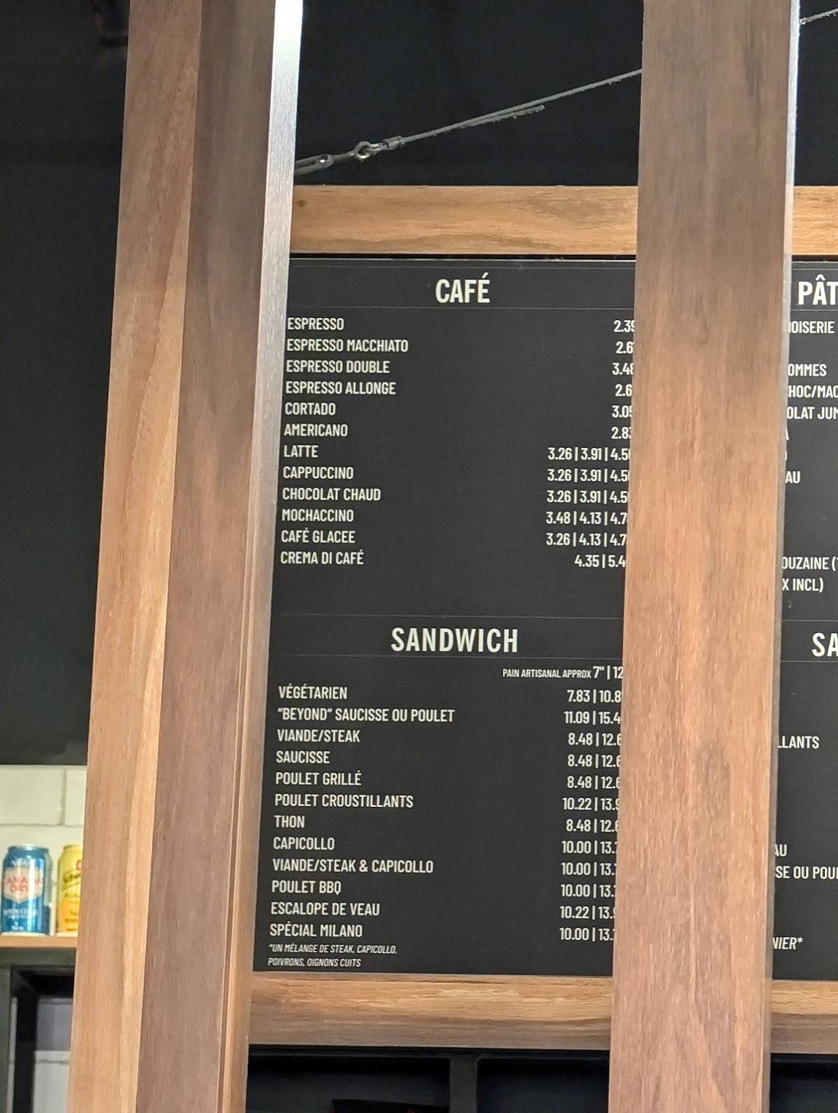 Menu at Cafe Milano Laval, Laval