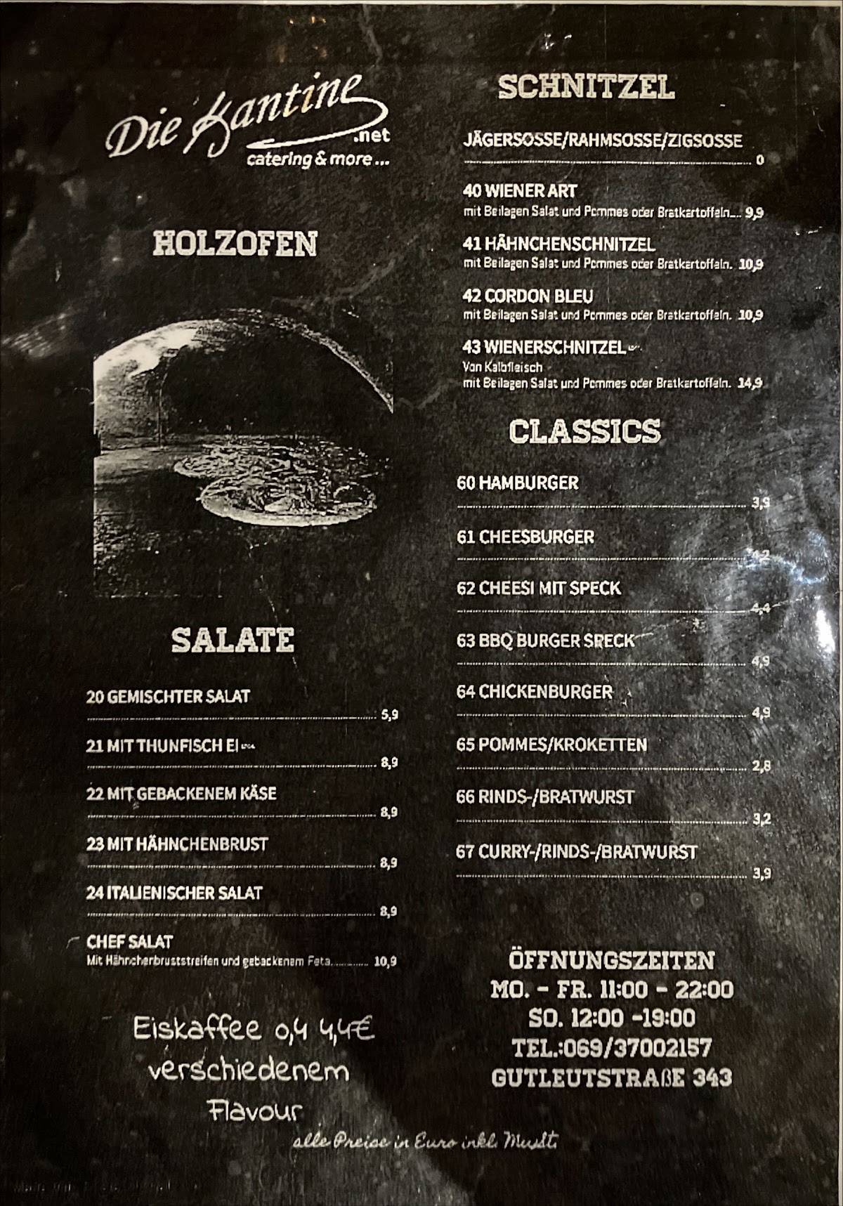 Speisekarte von Die Kantine nachtisch, Frankfurt am Main