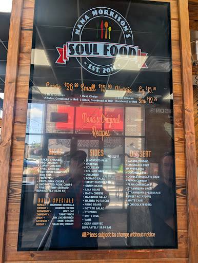 Menu at Nana Morrison’s Soul Food desserts, Charlotte