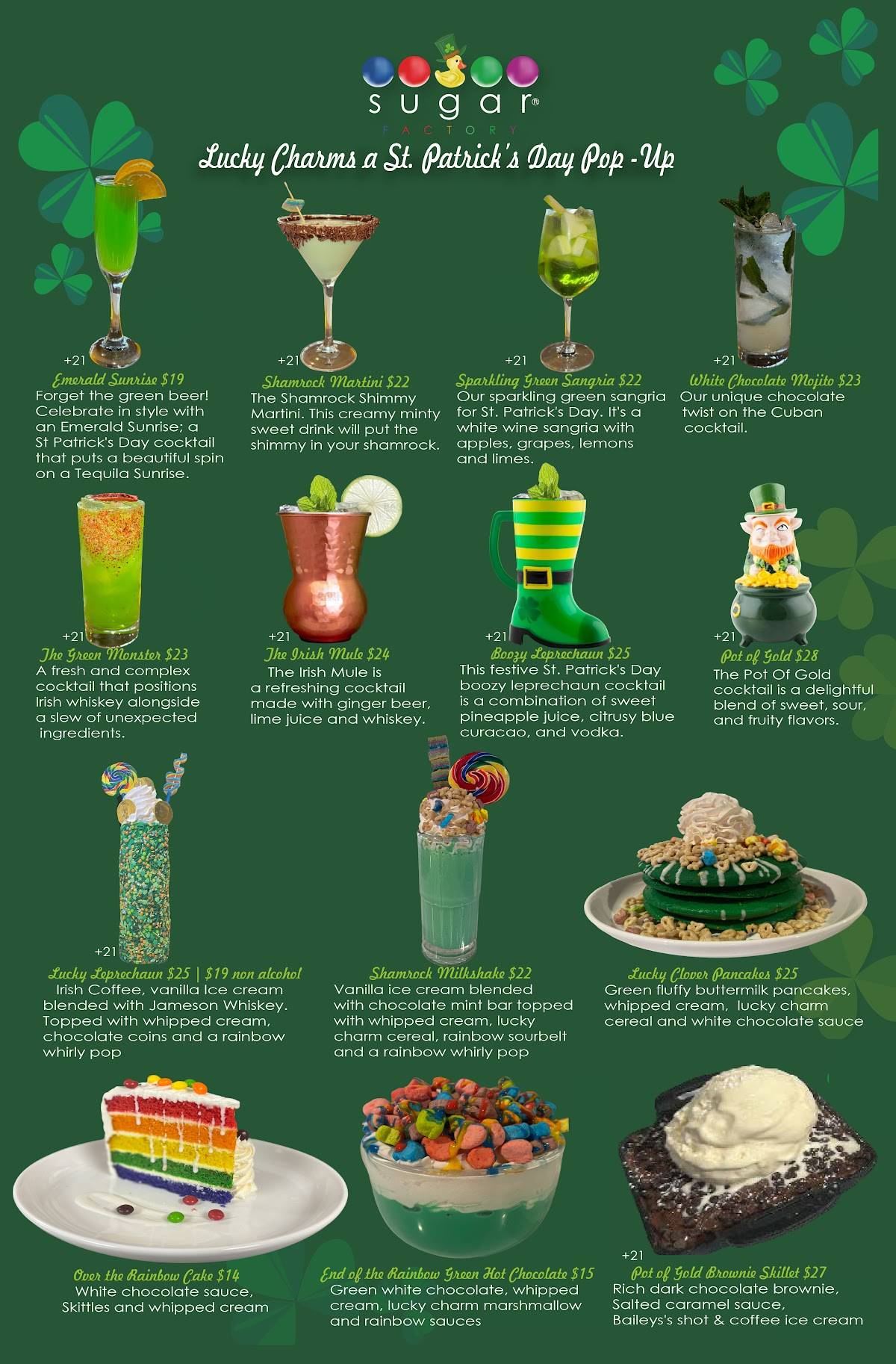 Carta del postres Sugar Factory - Atlantic City, Atlantic City