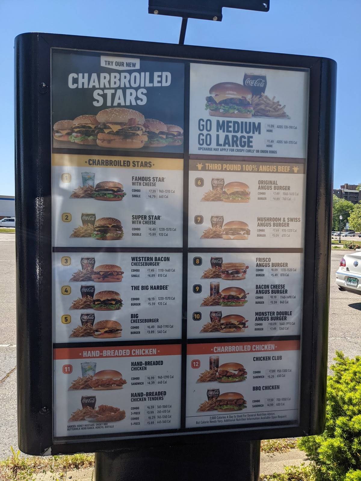 Menu at Hardee’s fast food, Hazel Park, John R Rd