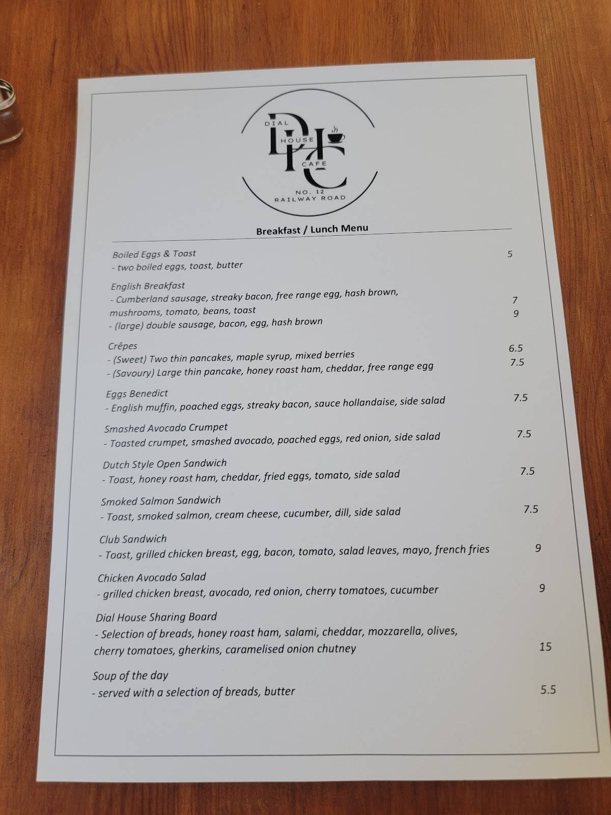 Menu at Dial House Cafe, Downham Market