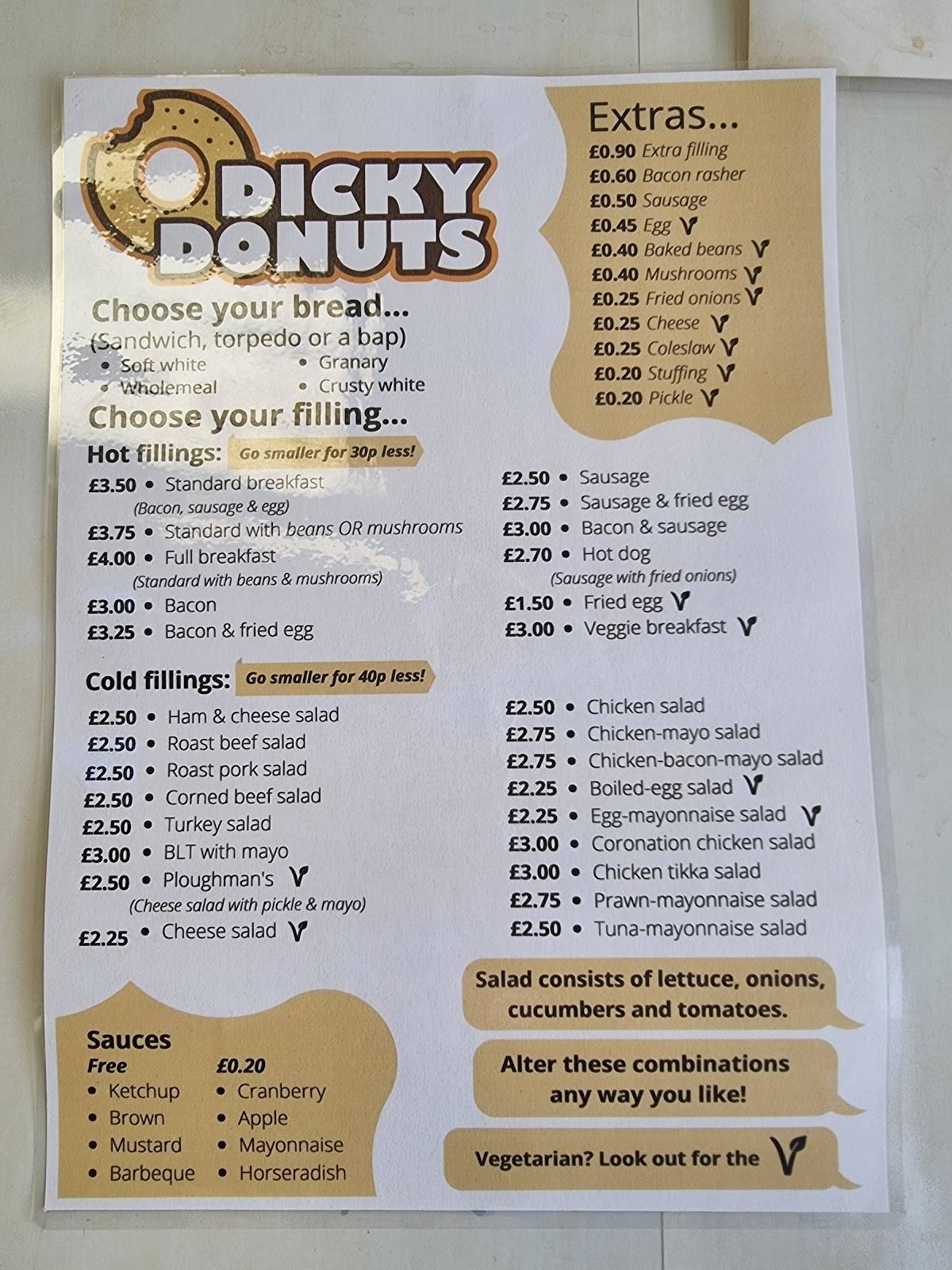 Menu at Dicky Donuts LTD restaurant, Bridgend