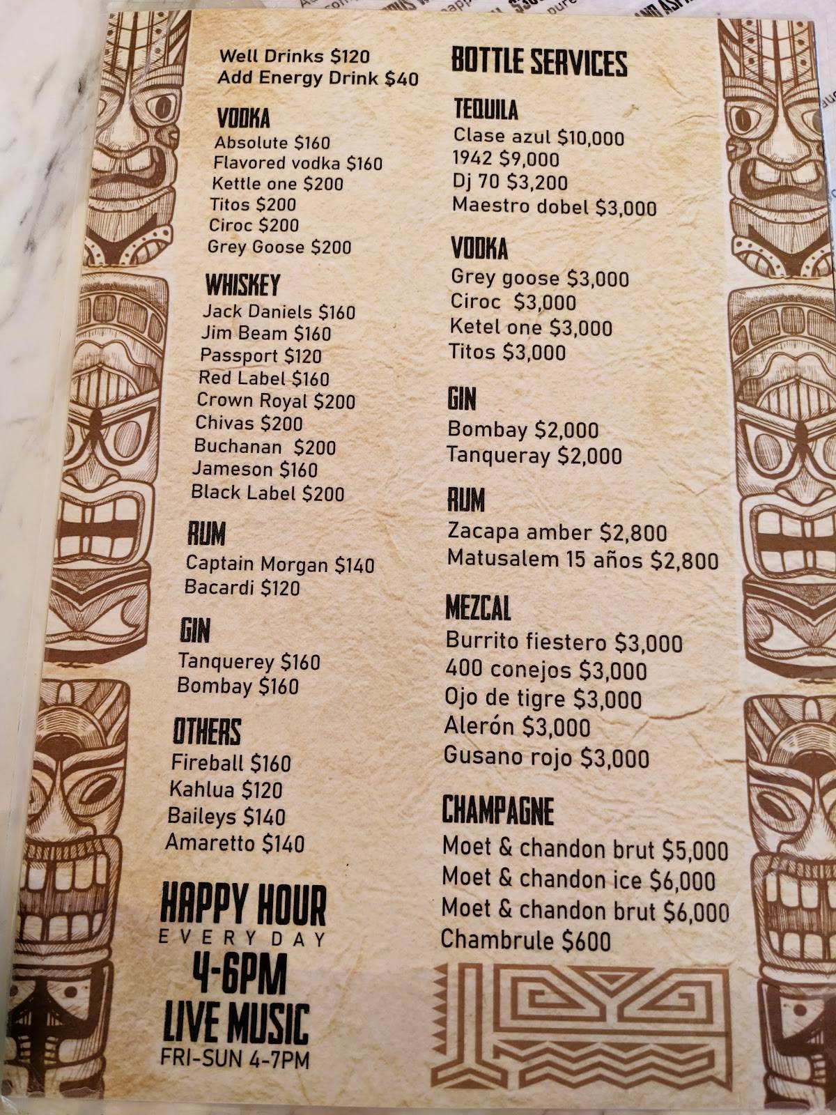 Menu at Diego's Tiki Bar, Puerto Peñasco, Blvd. Paseo de la Duna