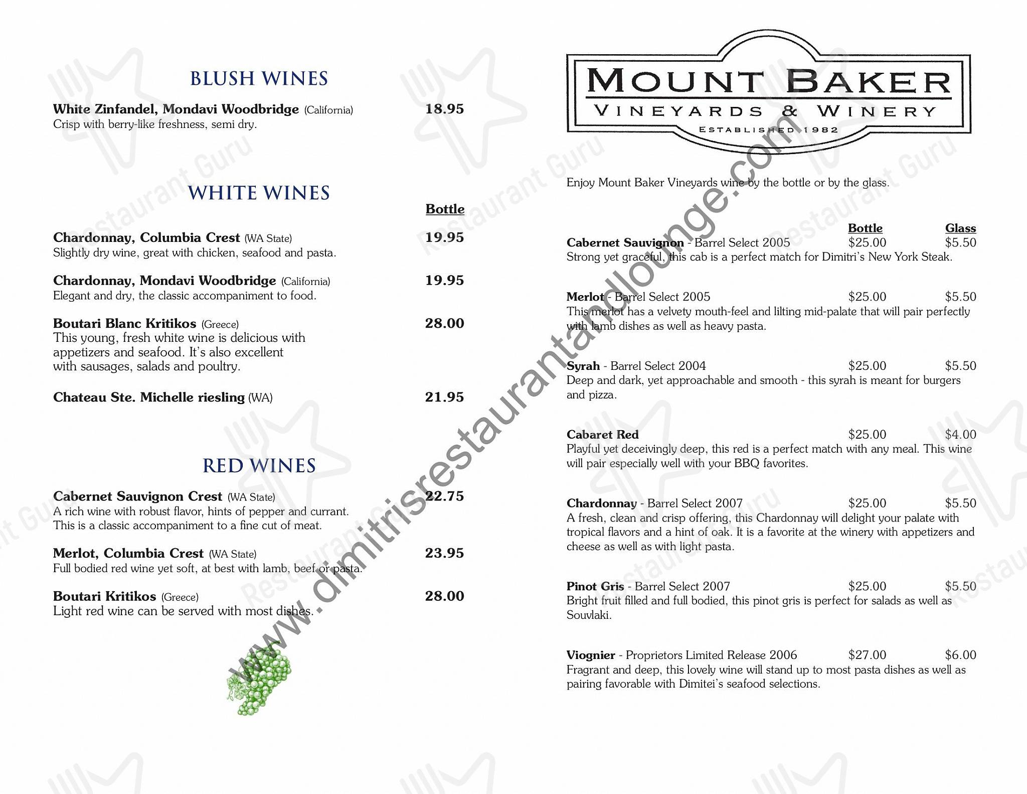 Menu at Dimitri's Greek & Italian Restaurant, Ferndale