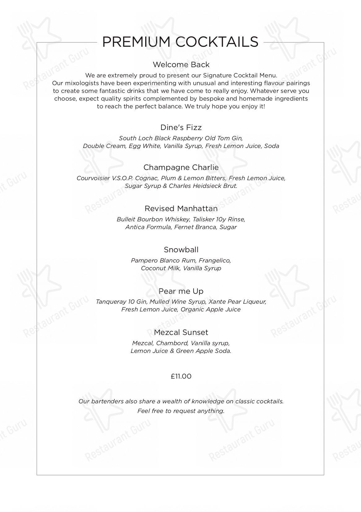Menu at Dine Edinburgh pub & bar, Edinburgh
