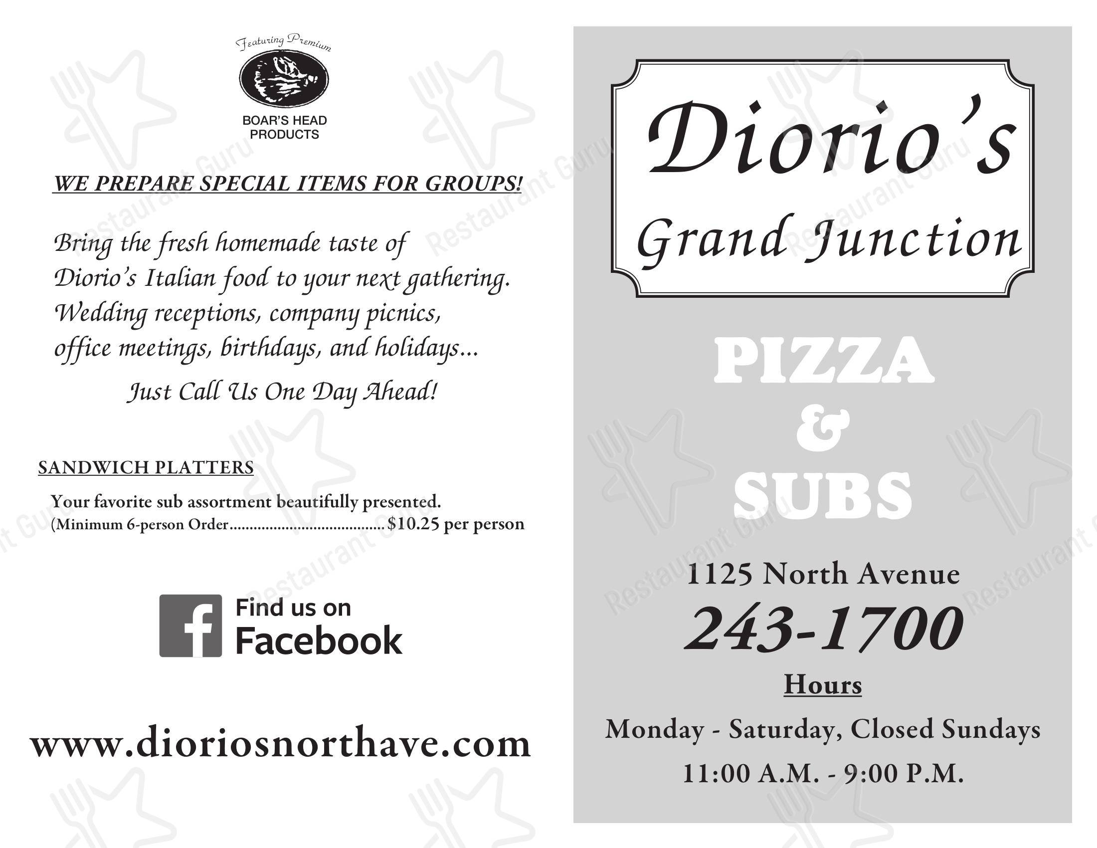 Menu at Diorio's Pizza pizzeria, Grand Junction