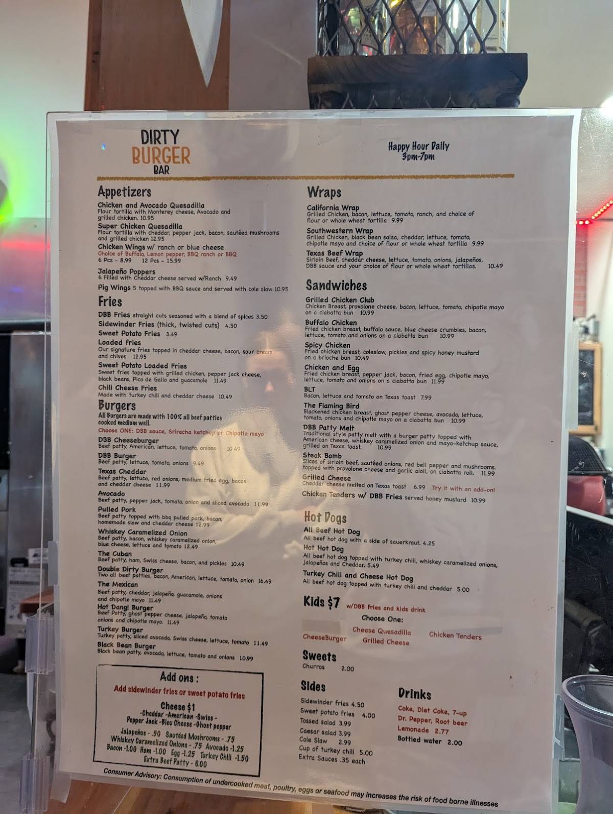 Carta de Dirty Burger Bar, The Colony, Windhaven Pkwy ste.200