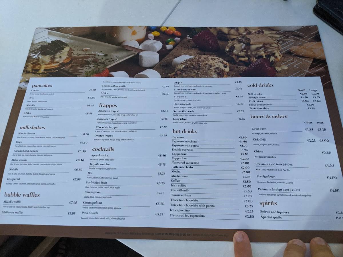 Menu at DistrictFive restaurant, Birżebbuġa