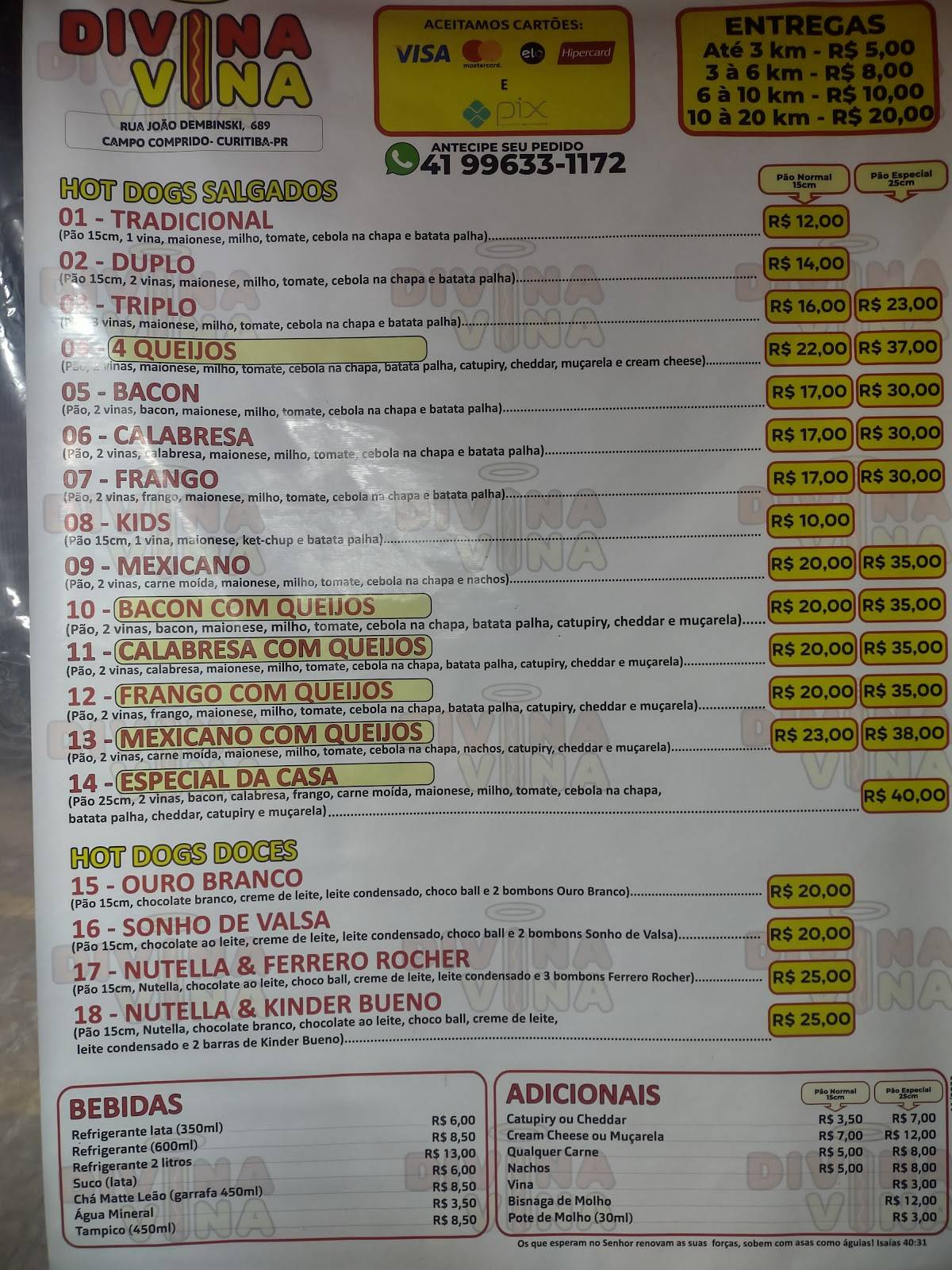 Menu em Divina Vina pub & Bar, Curitiba